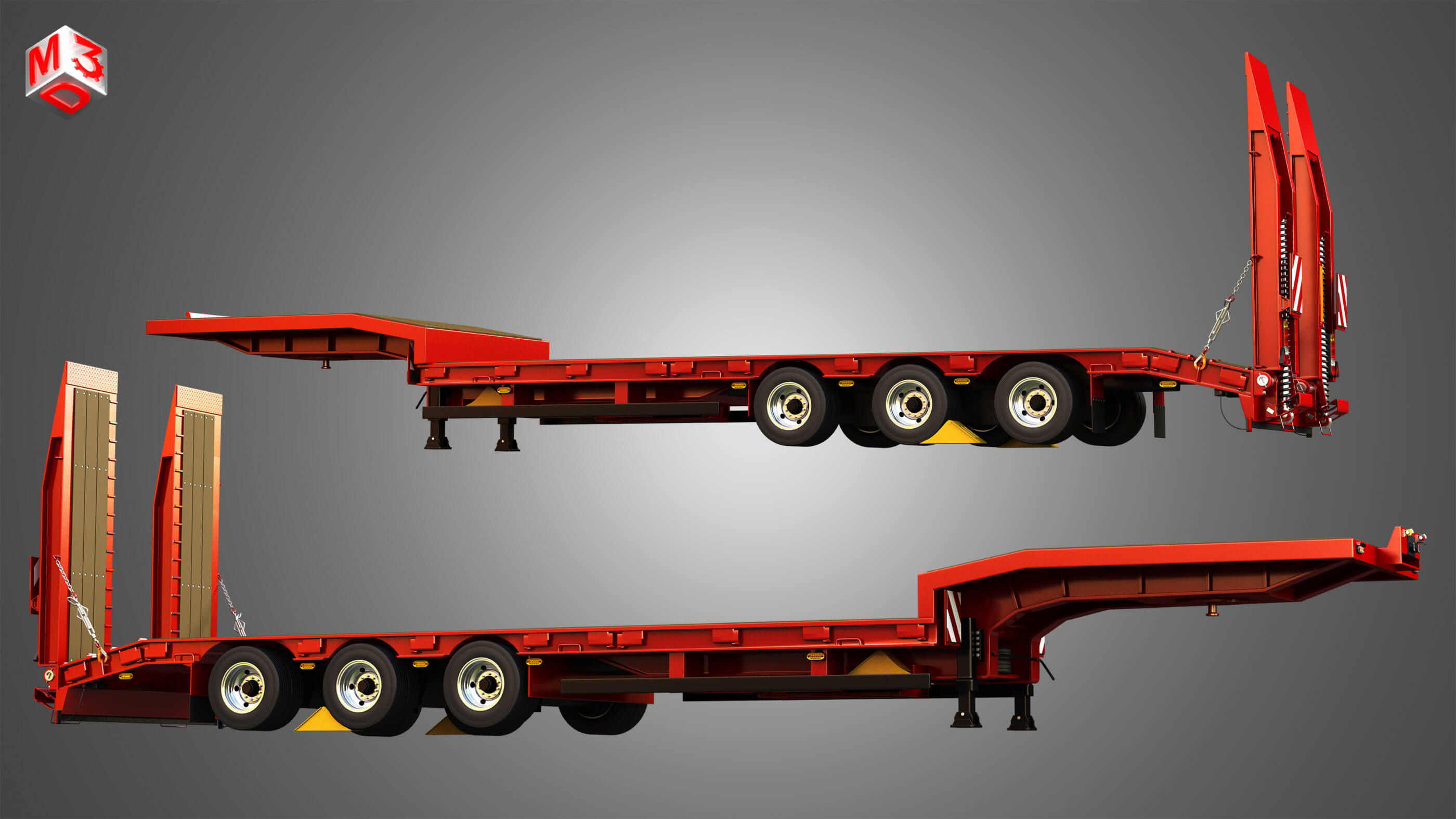 Schwarzmuller Trailer 3-Axle Low Loader 3D Model by Markos3d