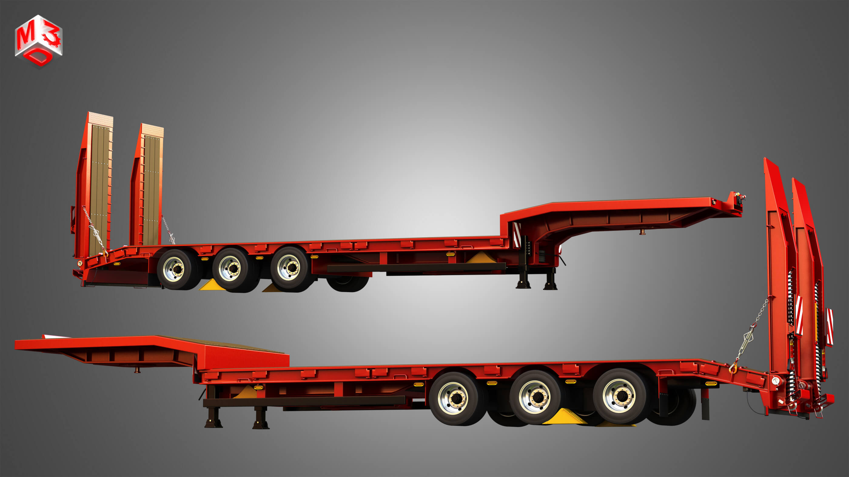 Schwarzmuller Trailer 3-Axle Low Loader 3D Model by Markos3d