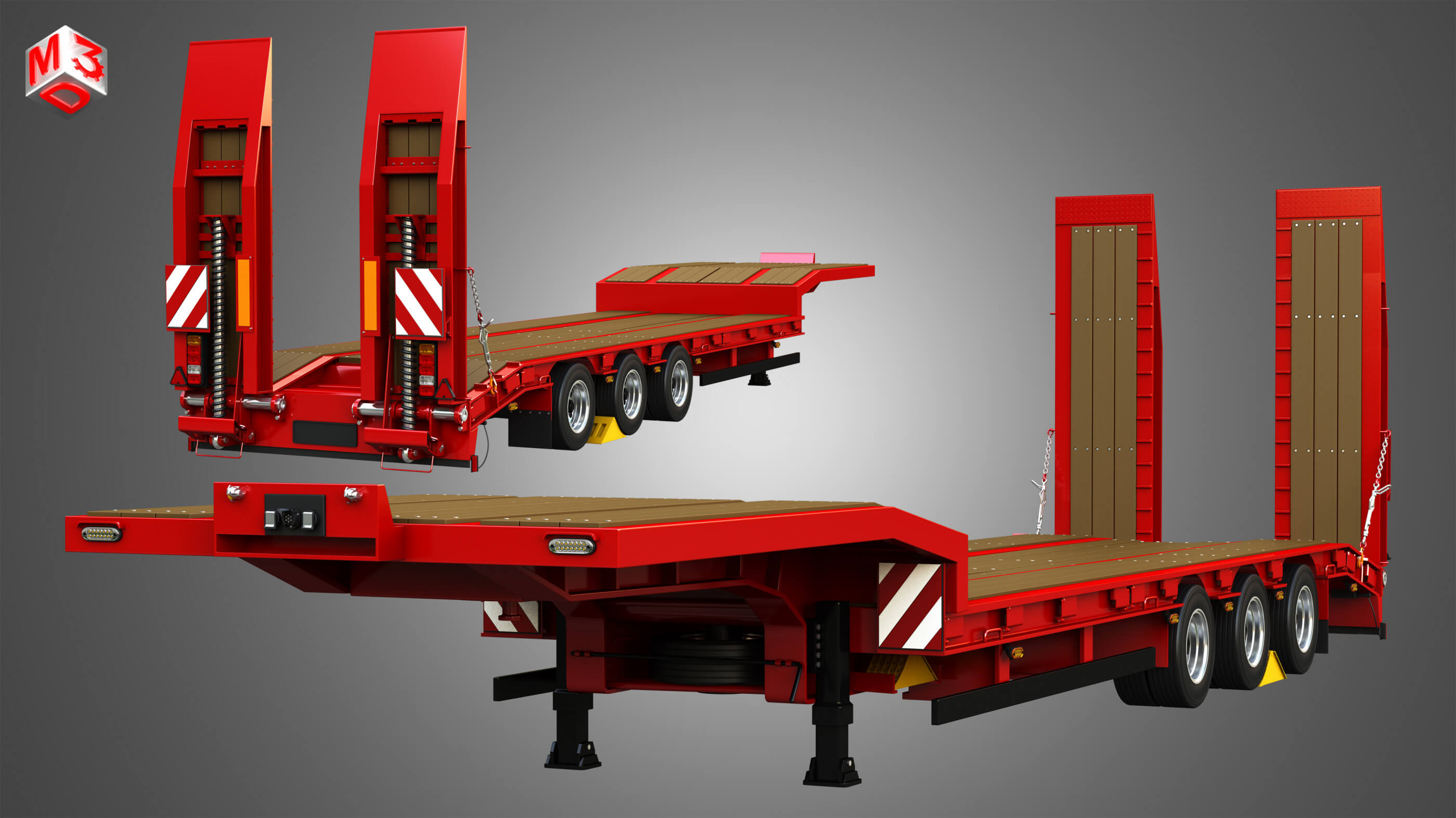 Schwarzmuller Trailer 3-Axle Low Loader 3D Model by Markos3d