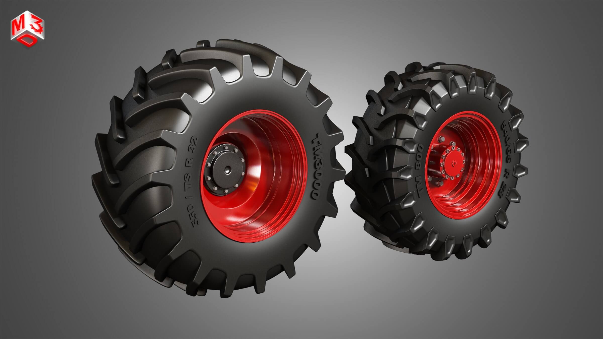 Tractor Tires and Rims - T02 3D Model by Markos3d