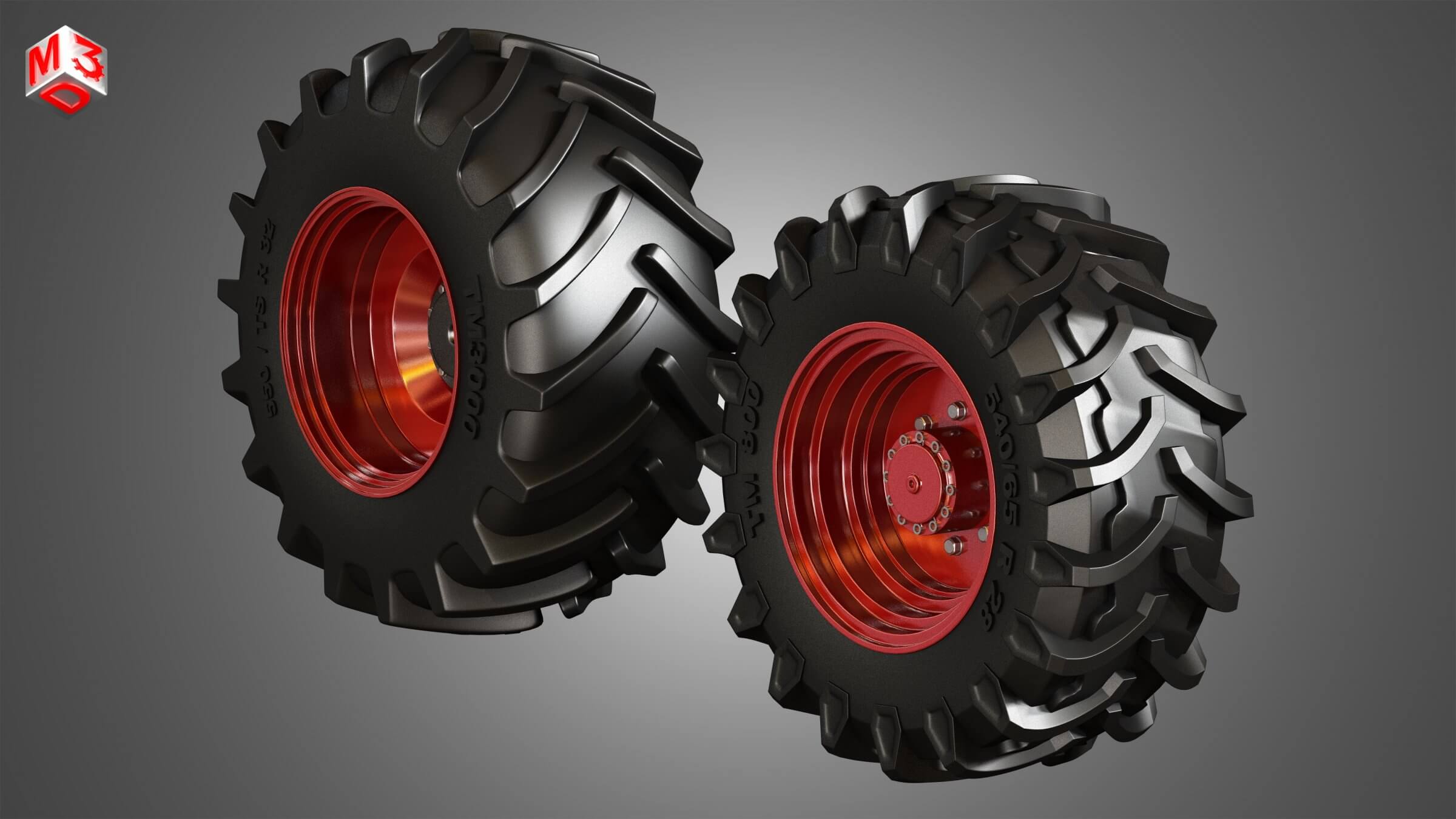 Tractor Tires and Rims - T02 3D Model by Markos3d