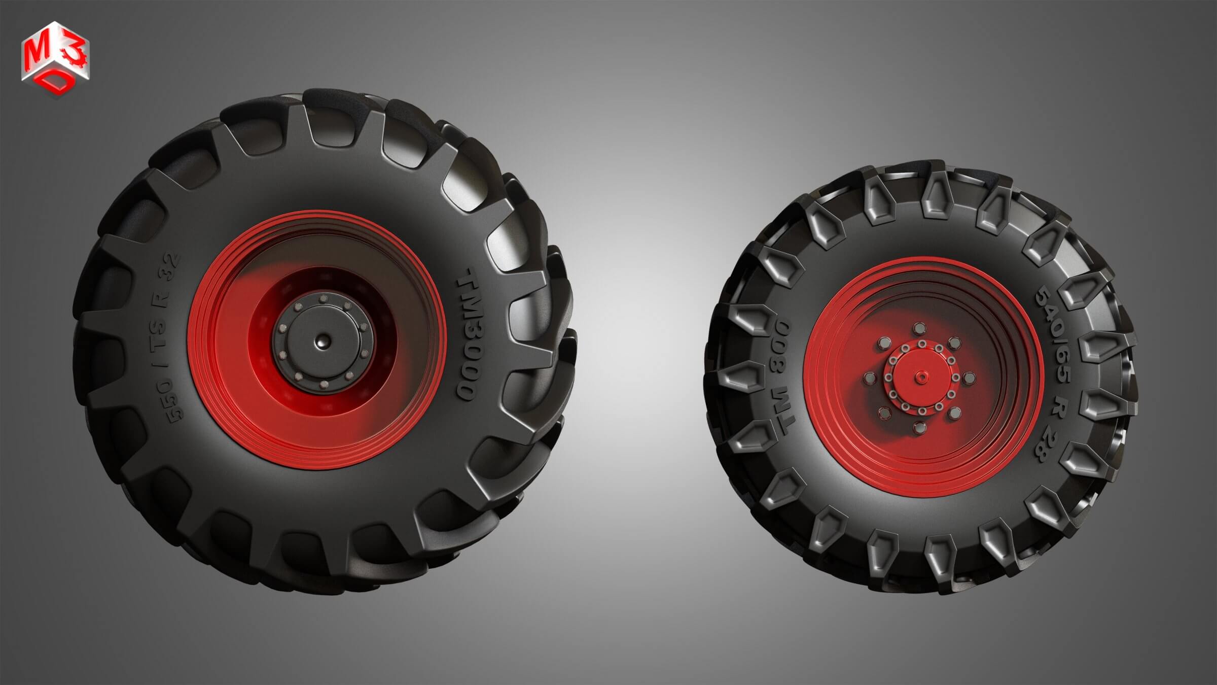 Tractor Tires and Rims - T02 3D Model by Markos3d