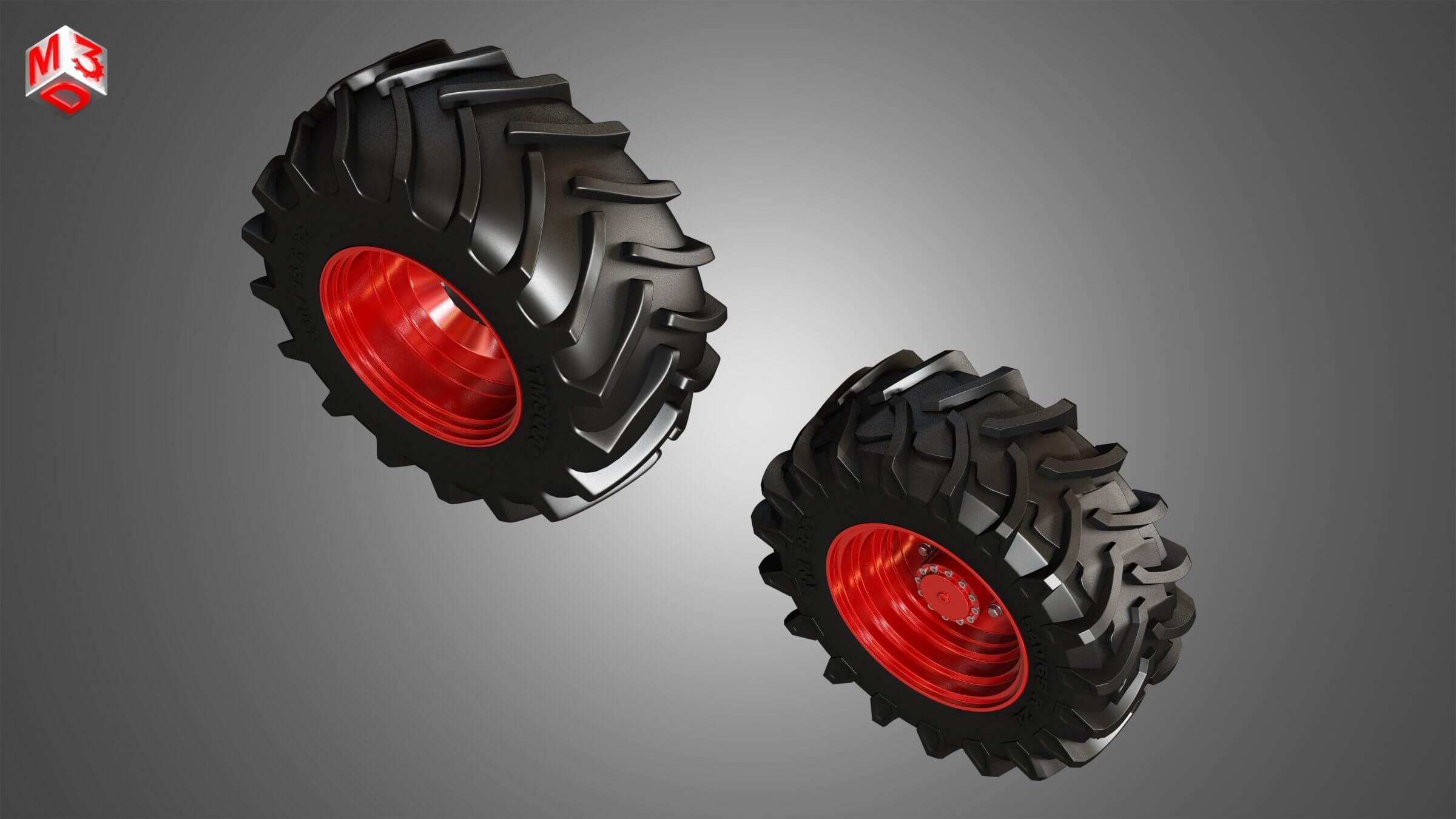 Tractor Tires and Rims - T02 3D Model by Markos3d