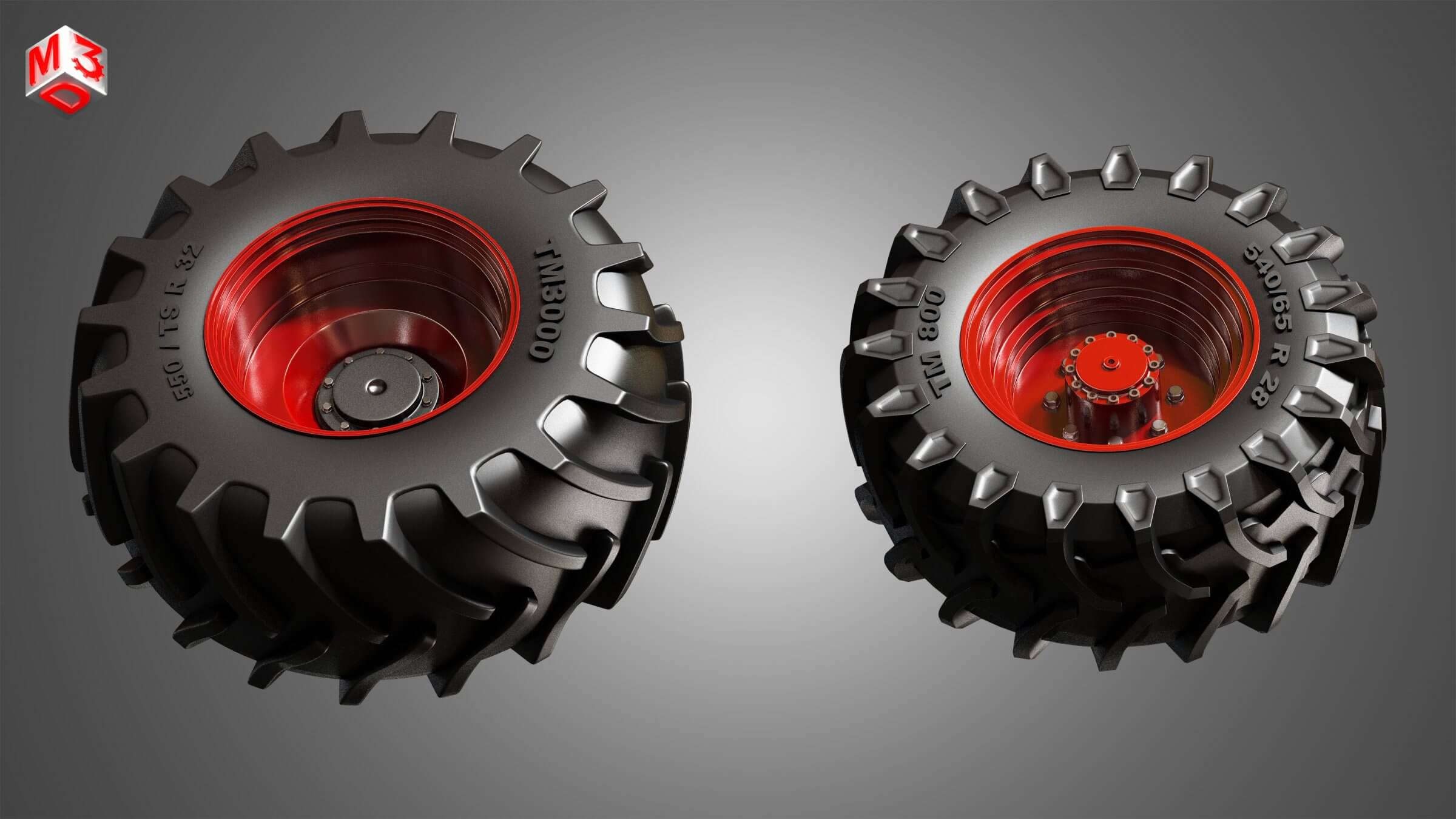 Tractor Tires and Rims - T02 3D Model by Markos3d