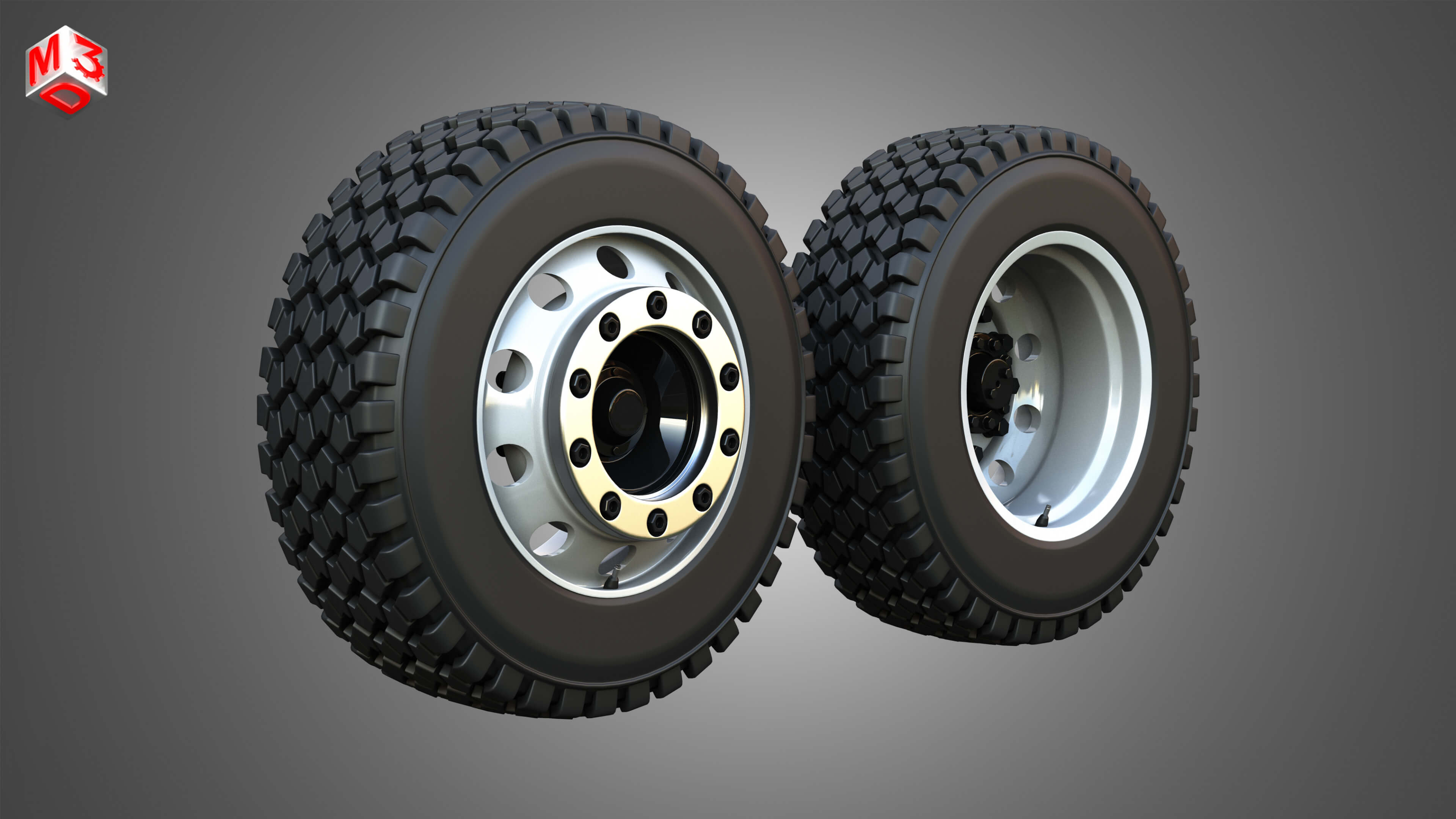 Twin Truck Wheels and Tires TWT2 - 3D Model by Markos3d