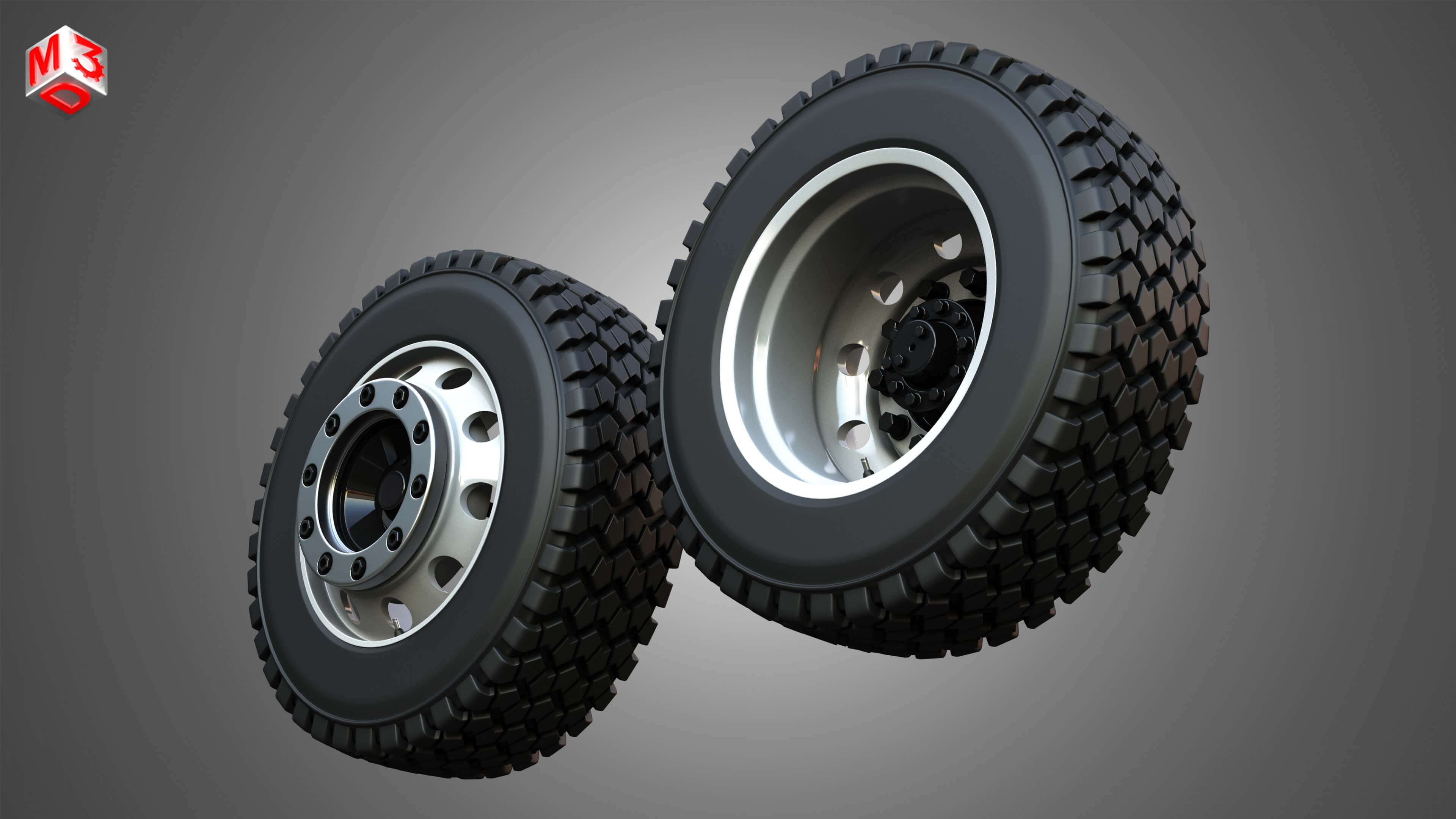 Twin Truck Wheels and Tires TWT2 - 3D Model by Markos3d