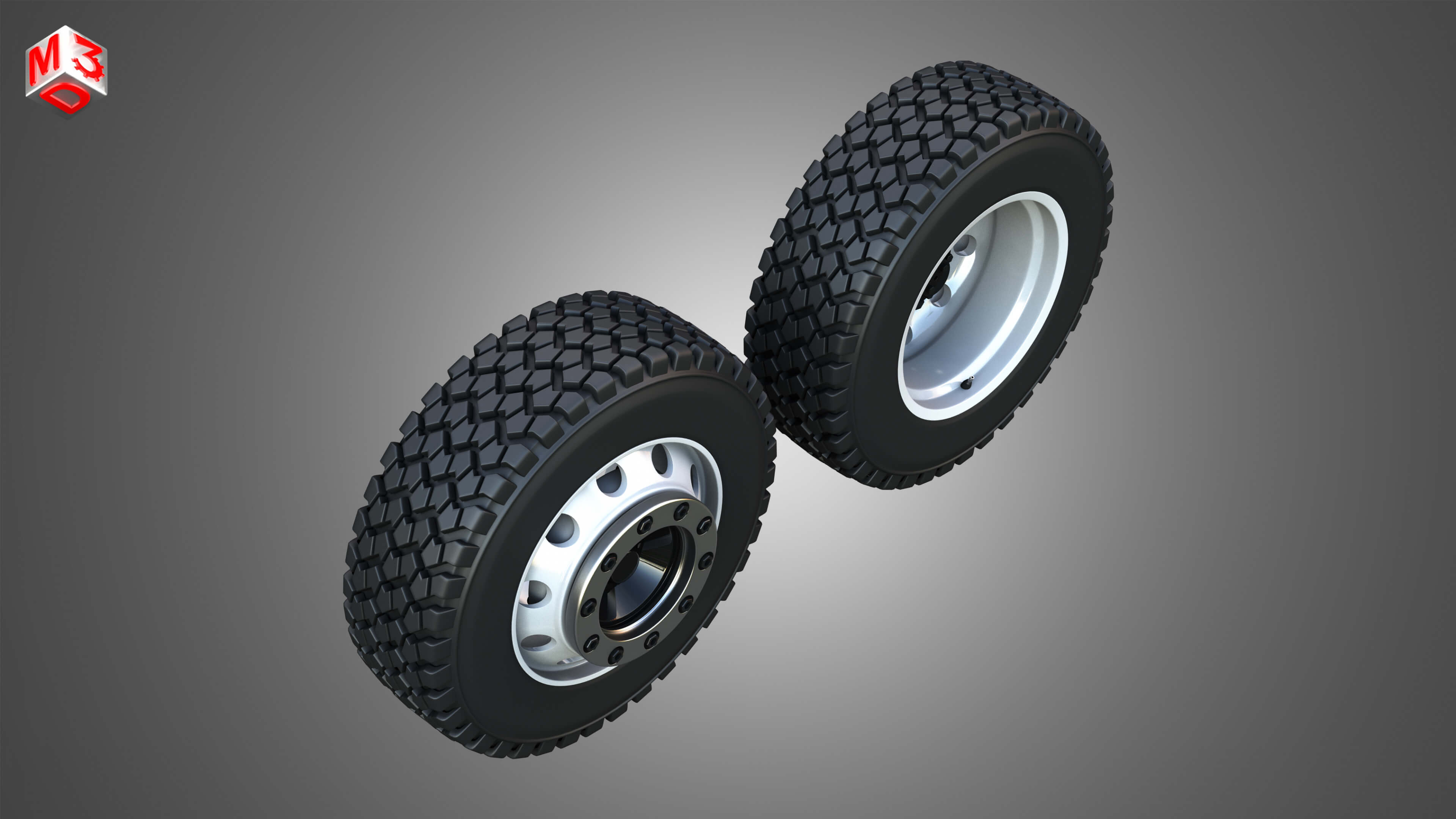 Twin Truck Wheels and Tires TWT2 - 3D Model by Markos3d