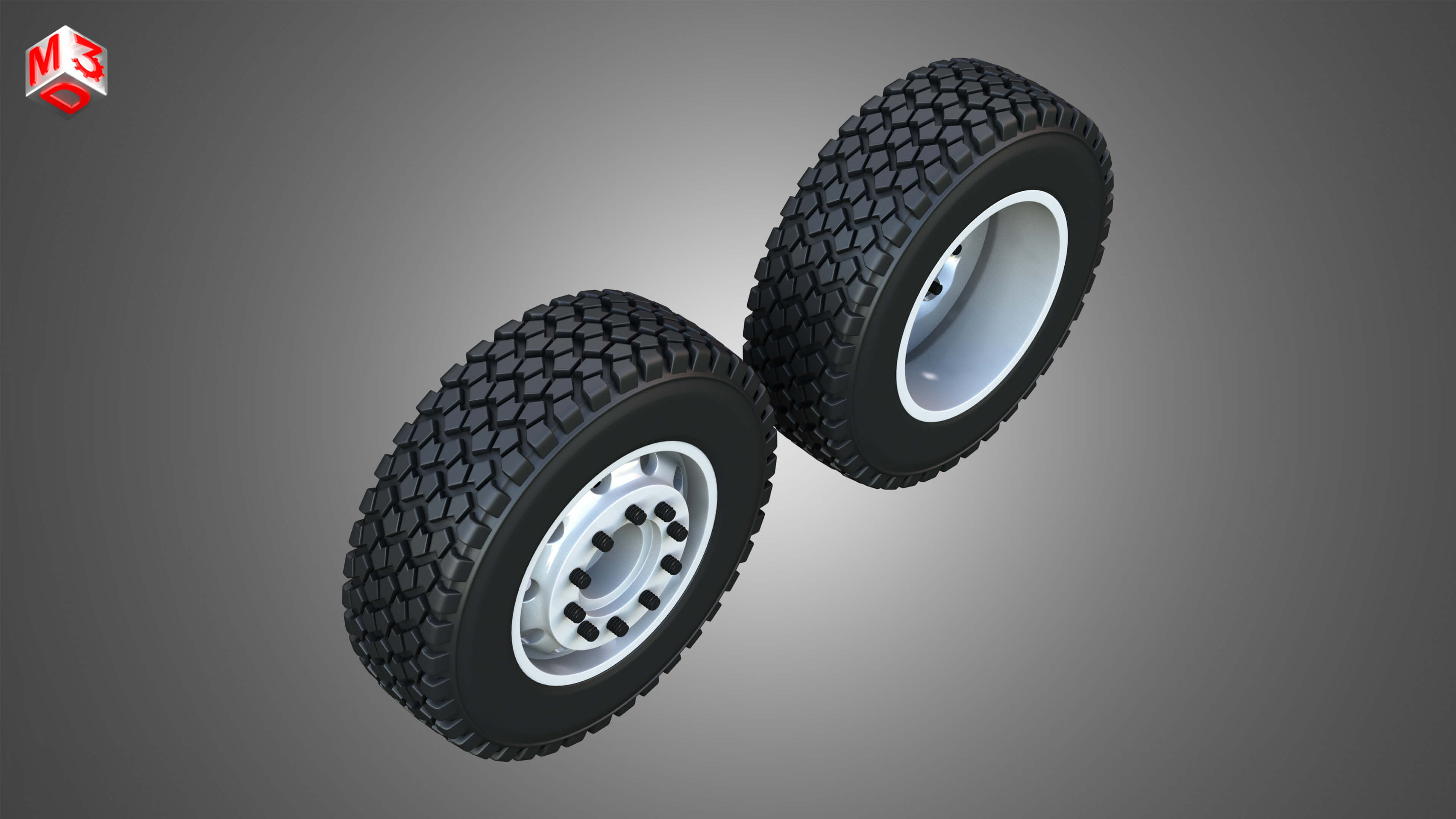 Twin Truck Wheels and Tires TWT2 - 3D Model by Markos3d