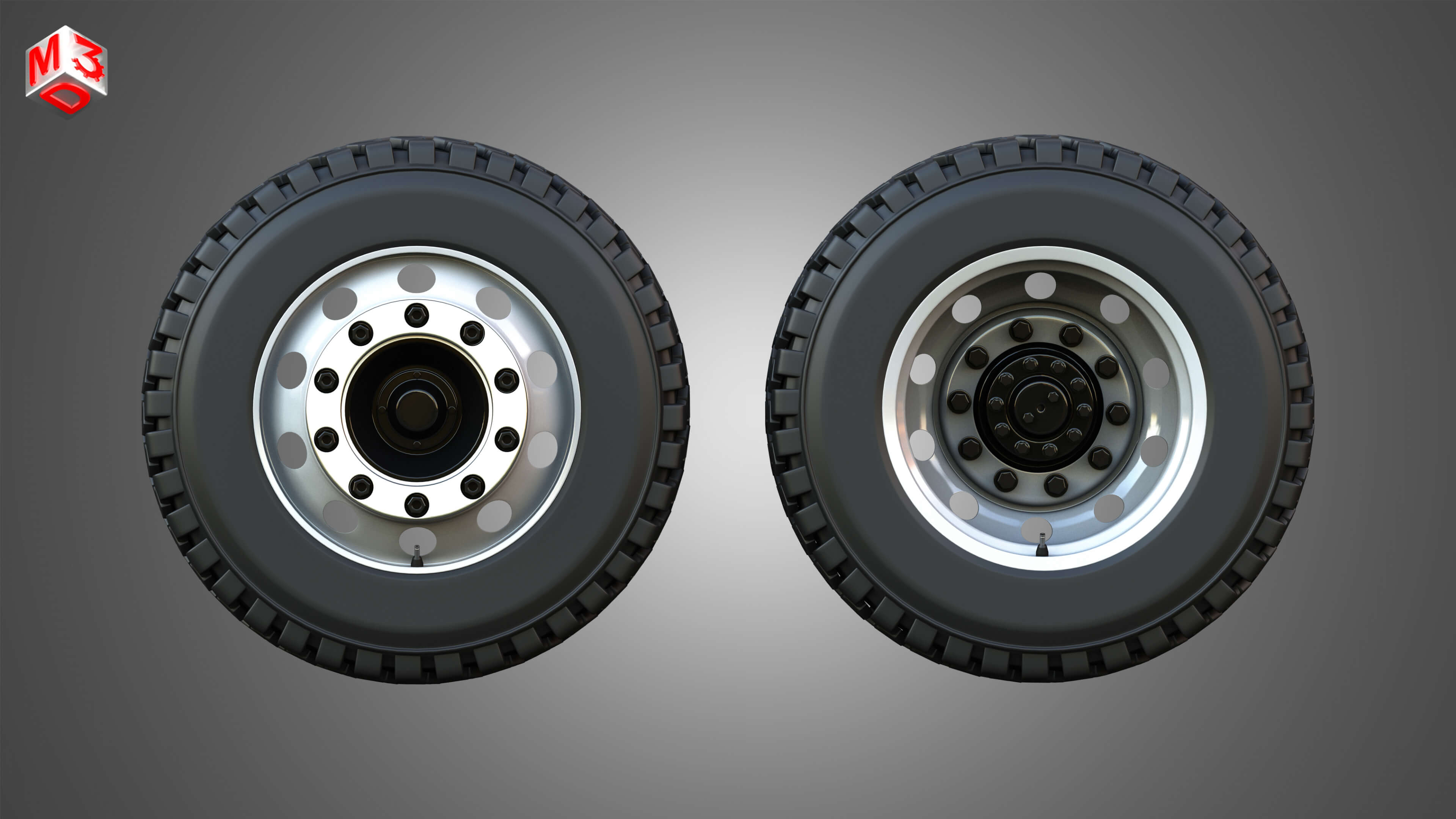 Twin Truck Wheels and Tires TWT2 - 3D Model by Markos3d