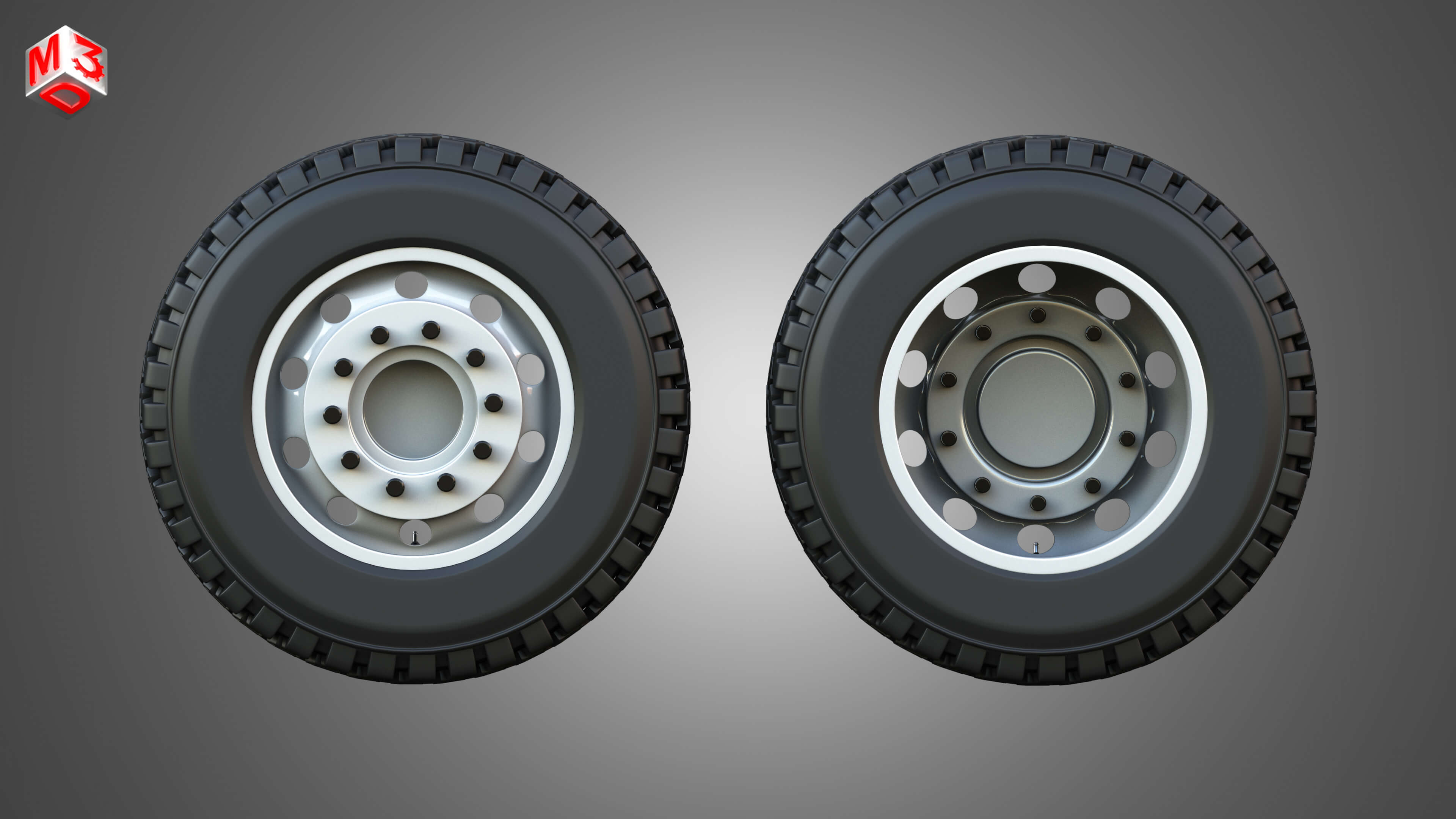 Twin Truck Wheels and Tires TWT2 - 3D Model by Markos3d