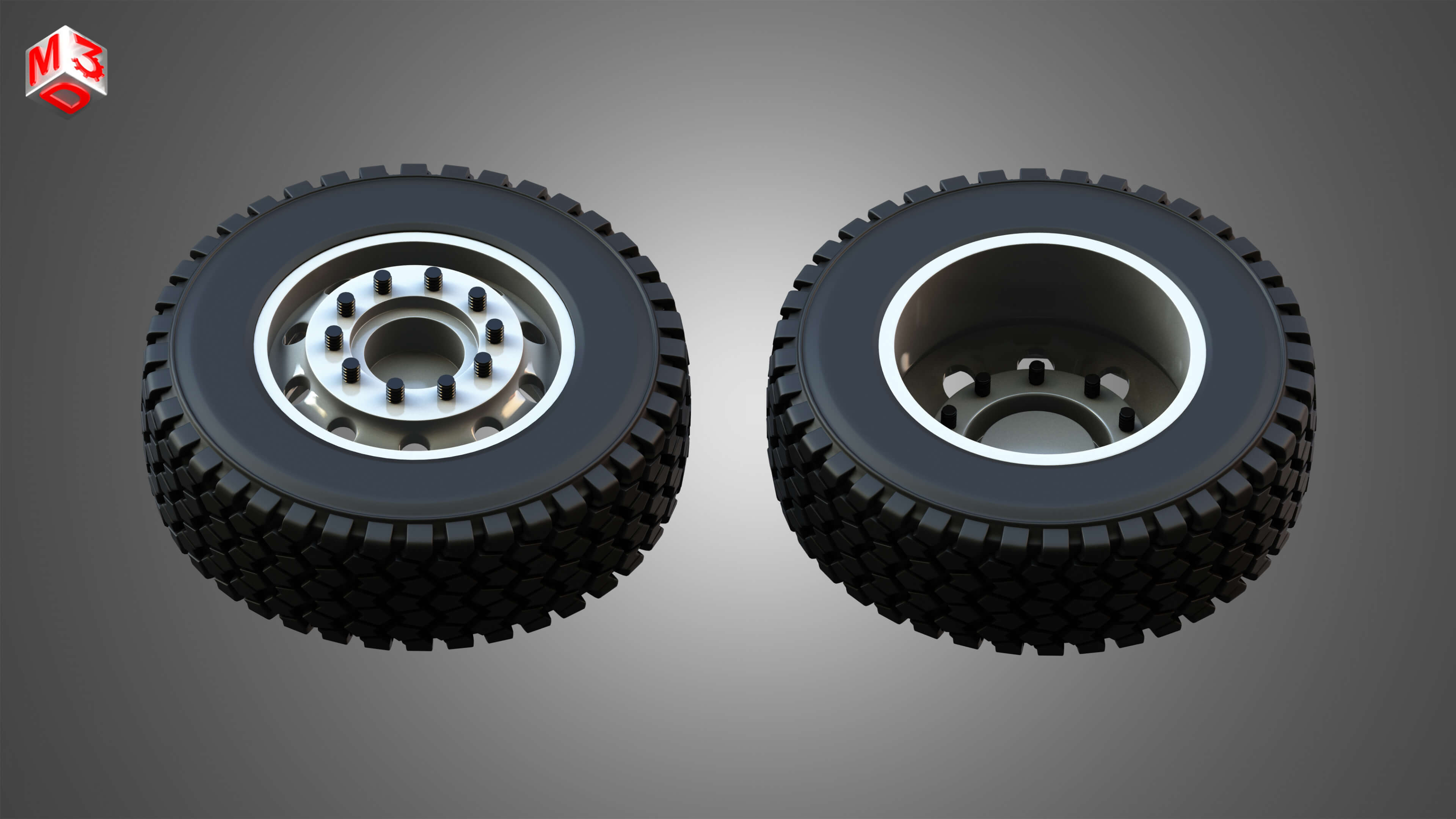 Twin Truck Wheels and Tires TWT2 - 3D Model by Markos3d