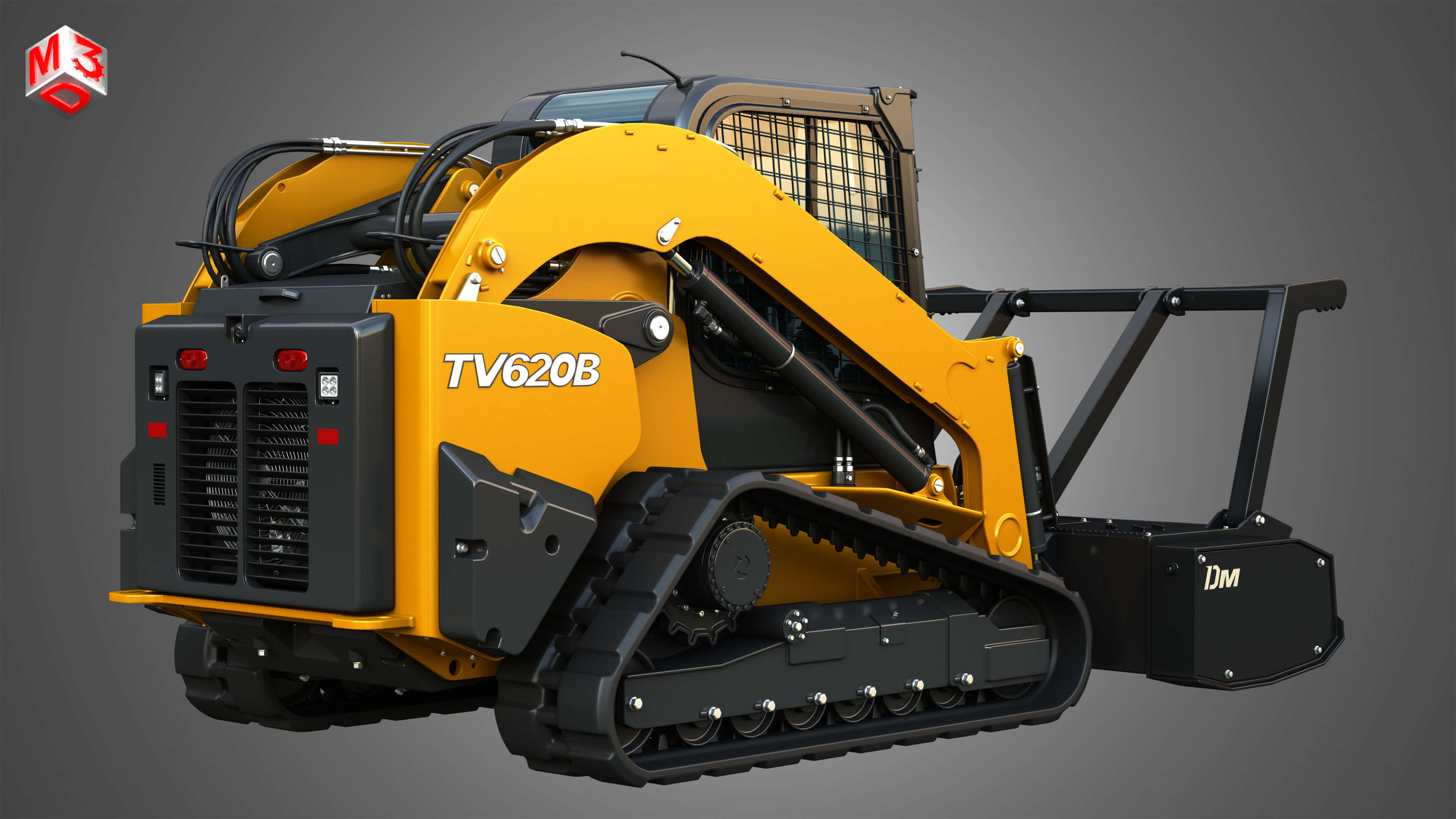 Tv620B Compact Track Loader - Drum Mulcher 3D Model by Markos3d
