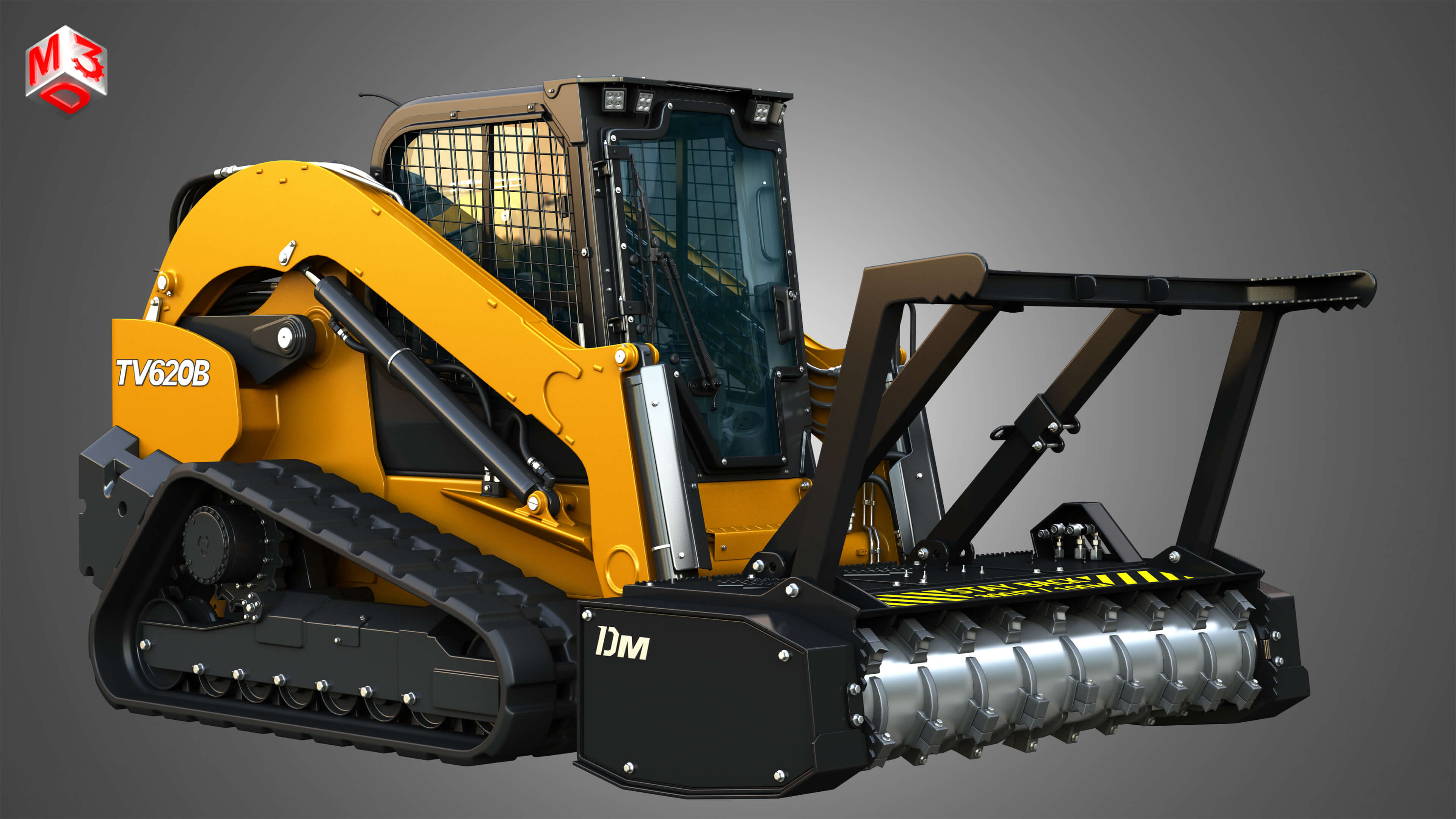 Tv620B Compact Track Loader - Drum Mulcher 3D Model by Markos3d