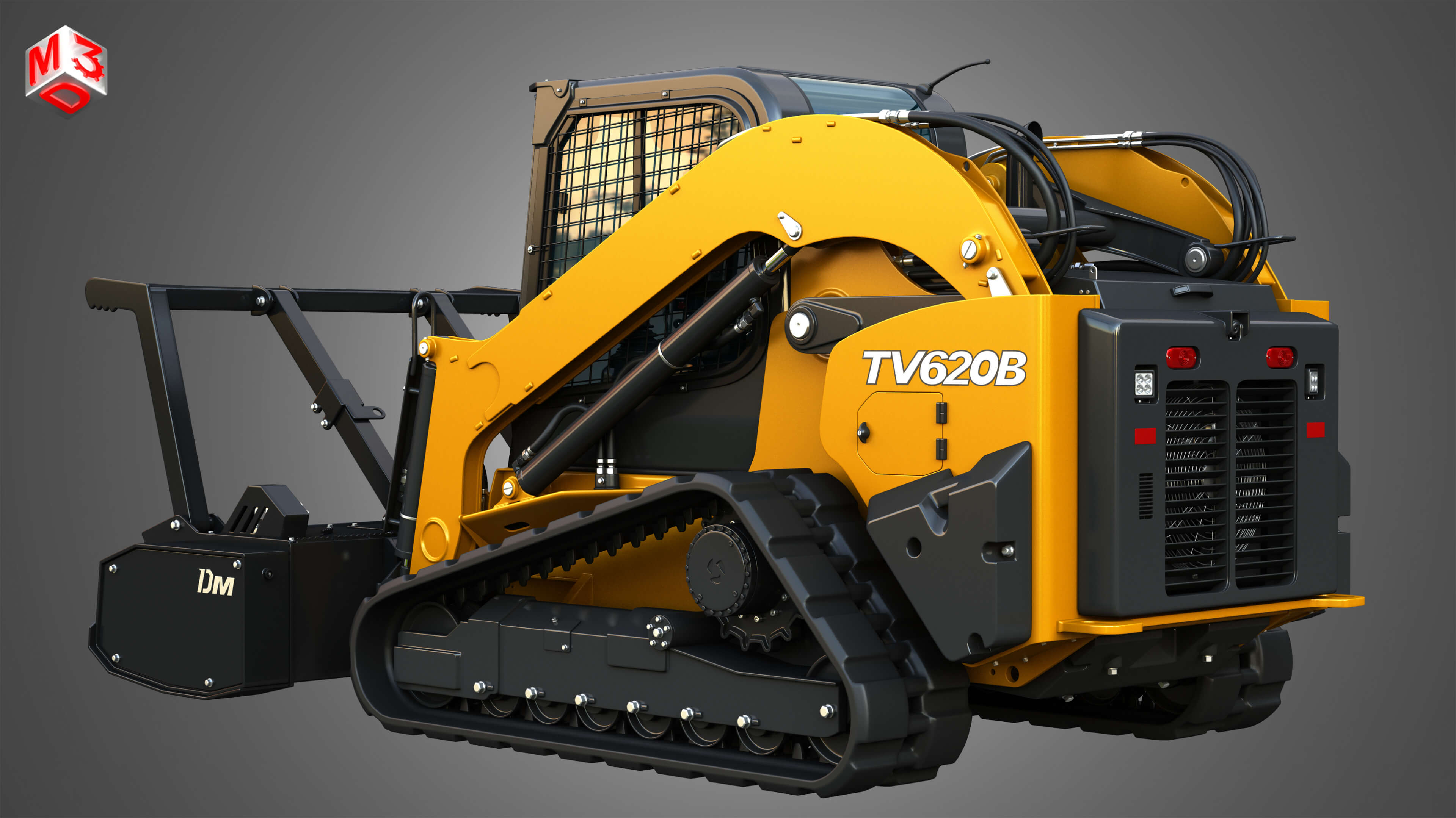 Tv620B Compact Track Loader - Drum Mulcher 3D Model by Markos3d