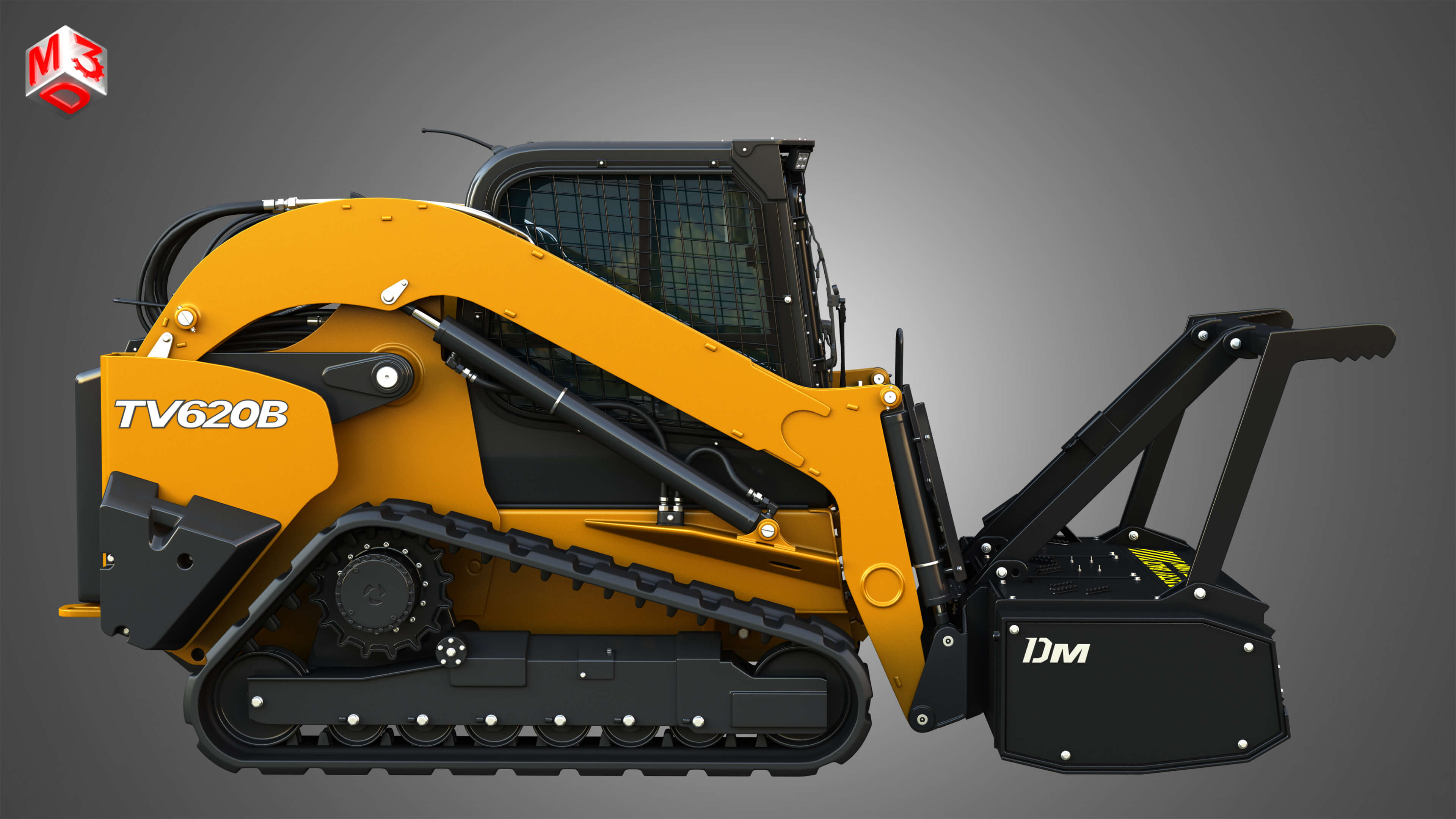 Tv620B Compact Track Loader - Drum Mulcher 3D Model by Markos3d