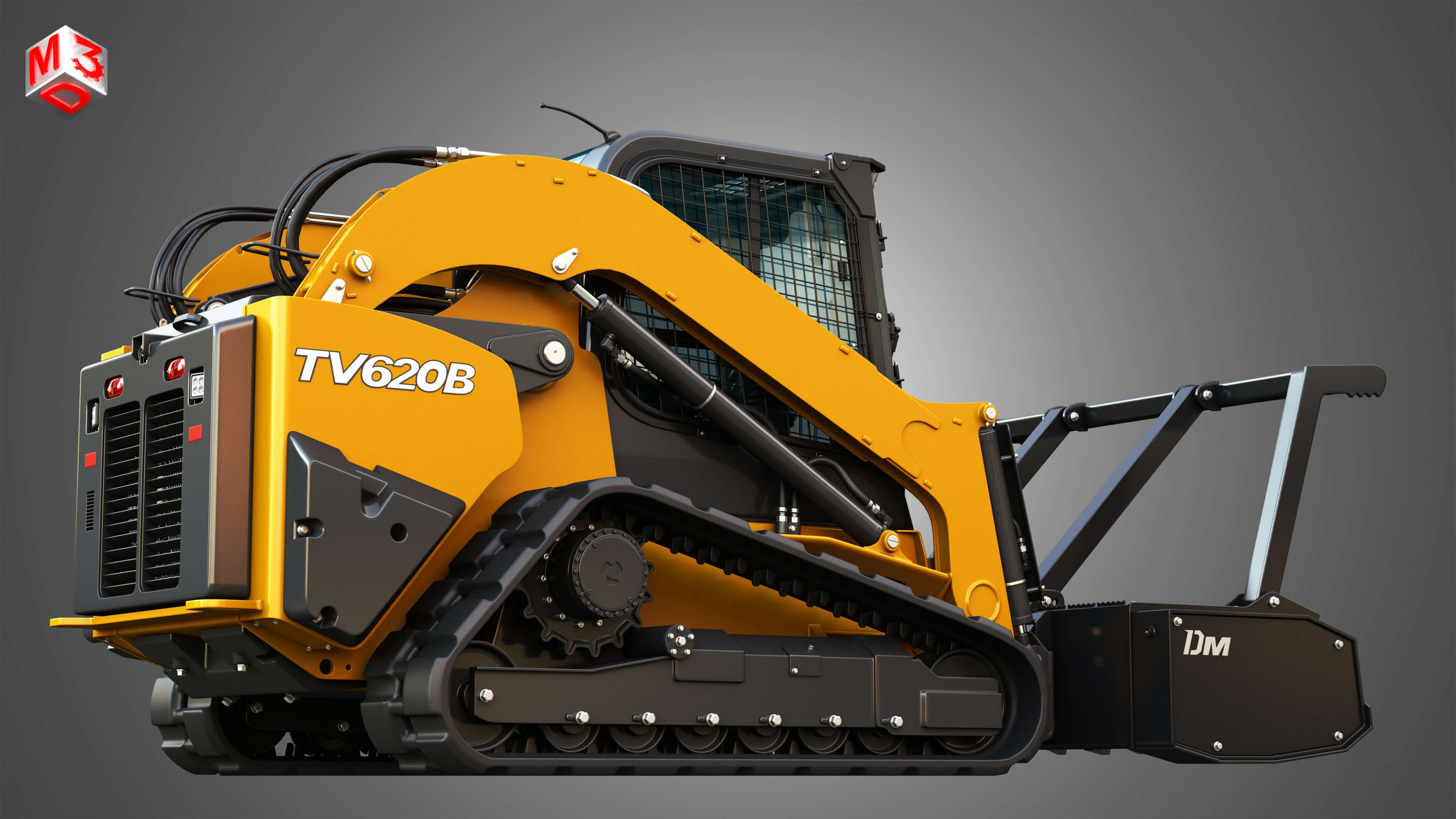 Tv620B Compact Track Loader - Drum Mulcher 3D Model by Markos3d
