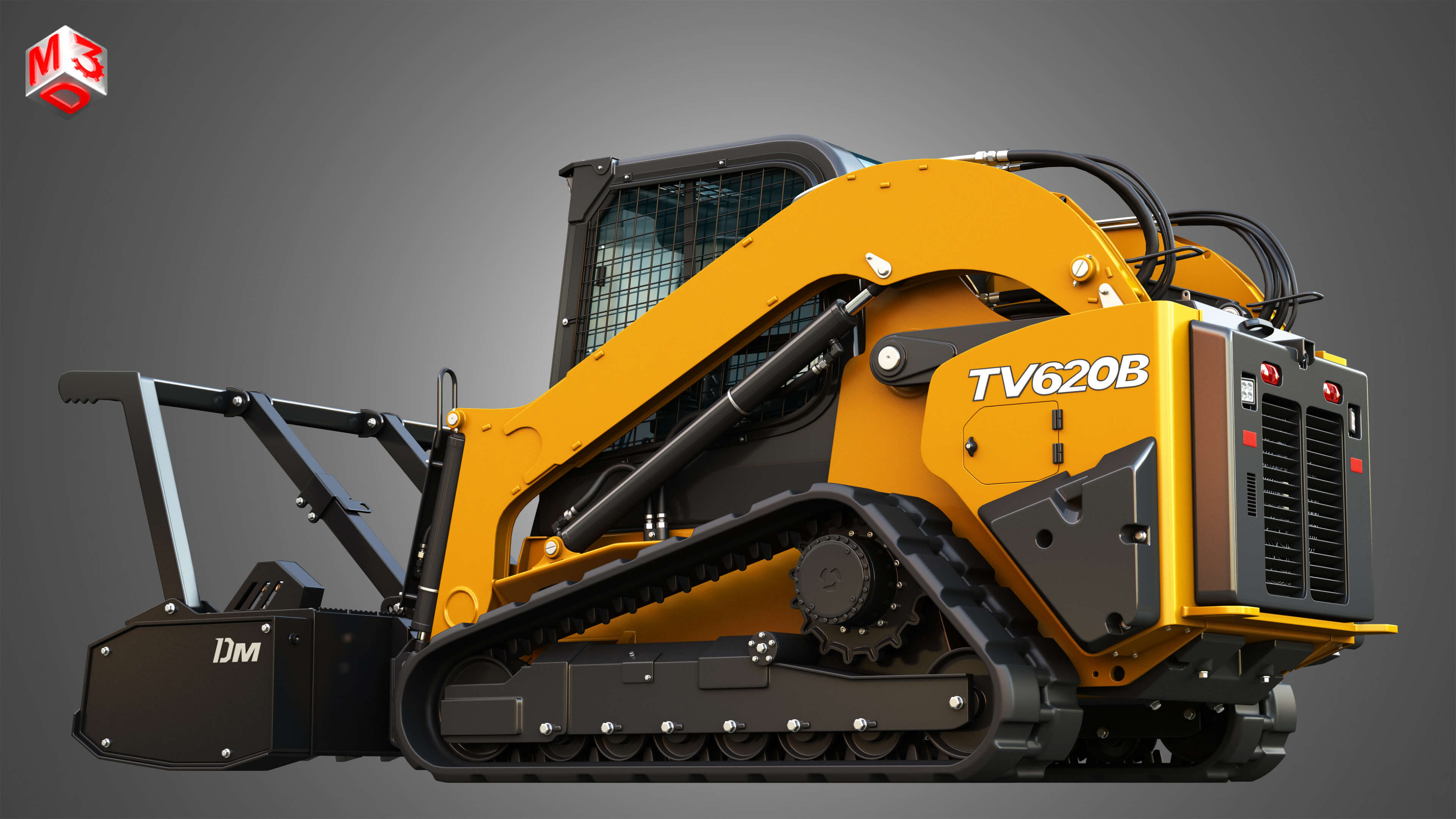 Tv620B Compact Track Loader - Drum Mulcher 3D Model by Markos3d