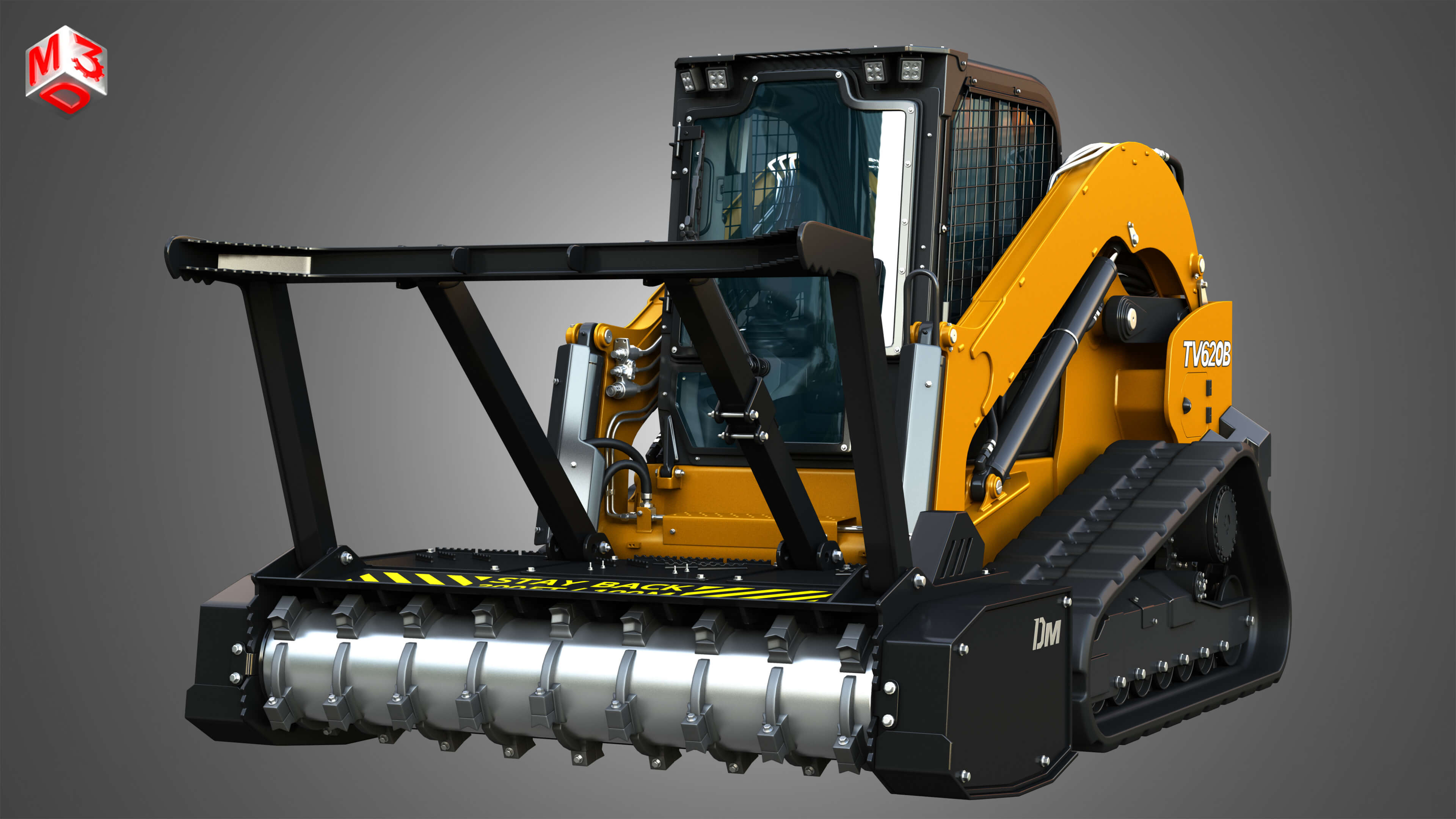 Tv620B Compact Track Loader - Drum Mulcher 3D Model by Markos3d