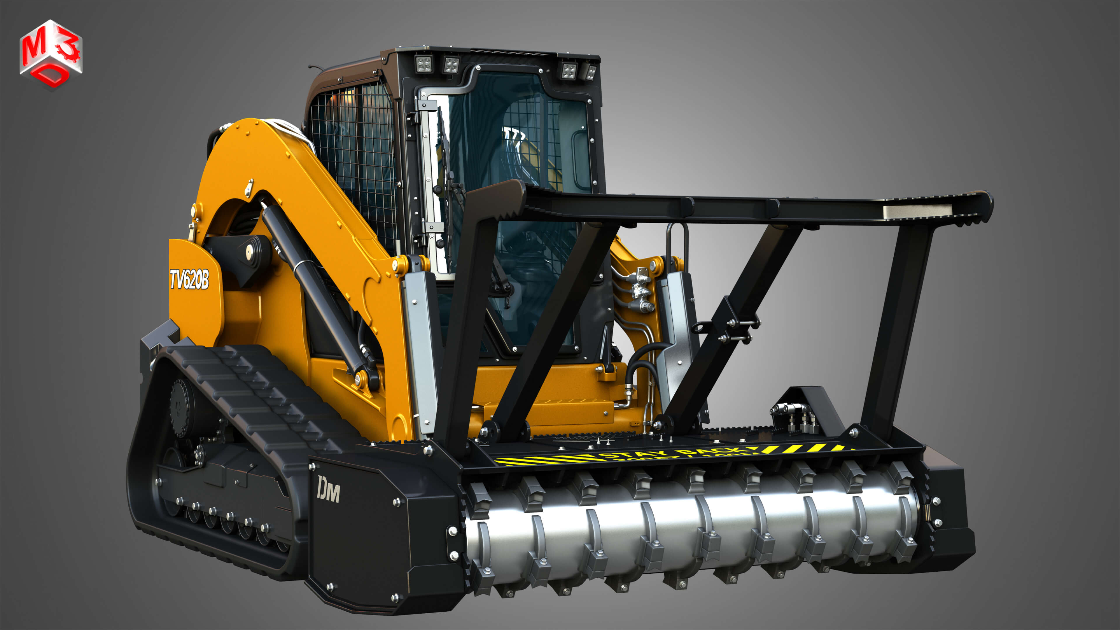 Tv620B Compact Track Loader - Drum Mulcher 3D Model by Markos3d