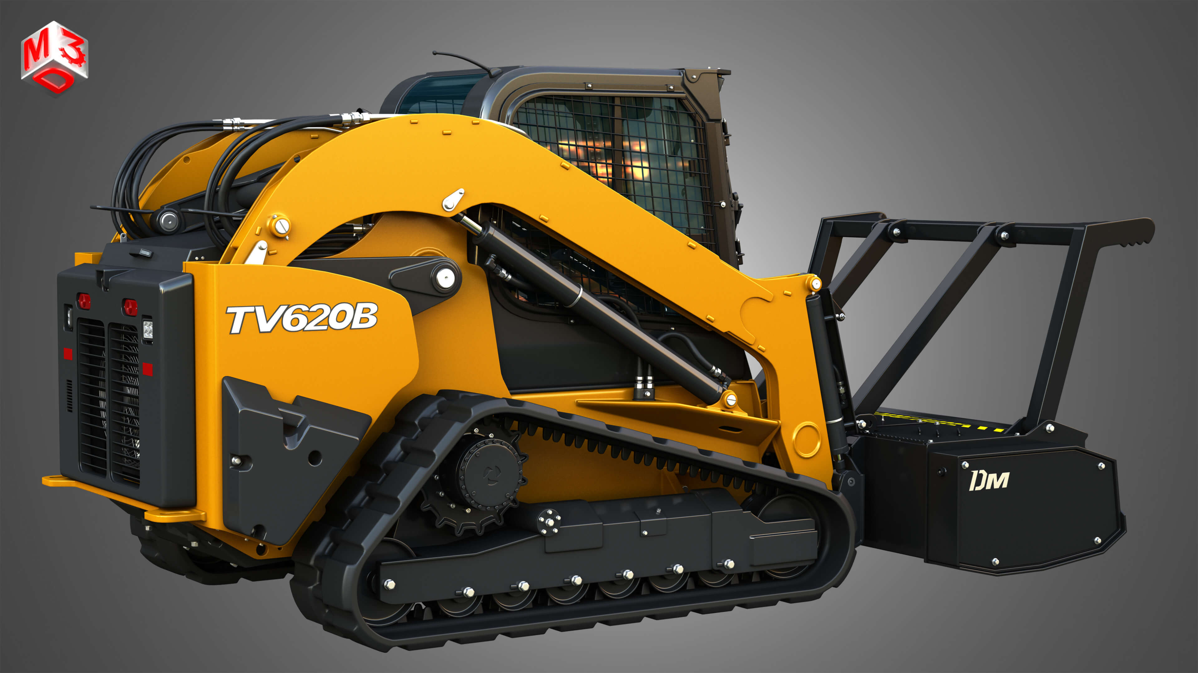Tv620B Compact Track Loader - Drum Mulcher 3D Model by Markos3d