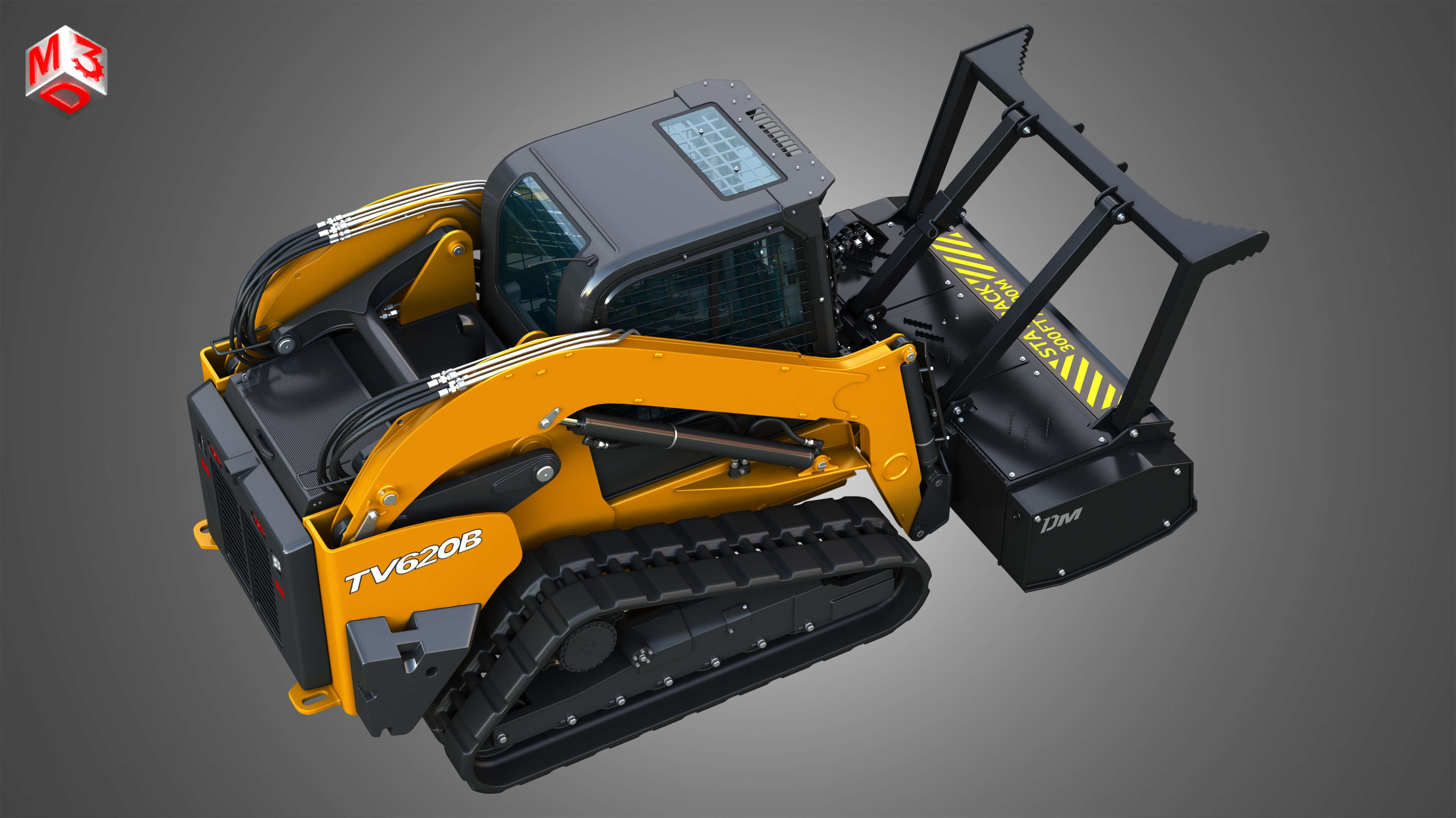 Tv620B Compact Track Loader - Drum Mulcher 3D Model by Markos3d