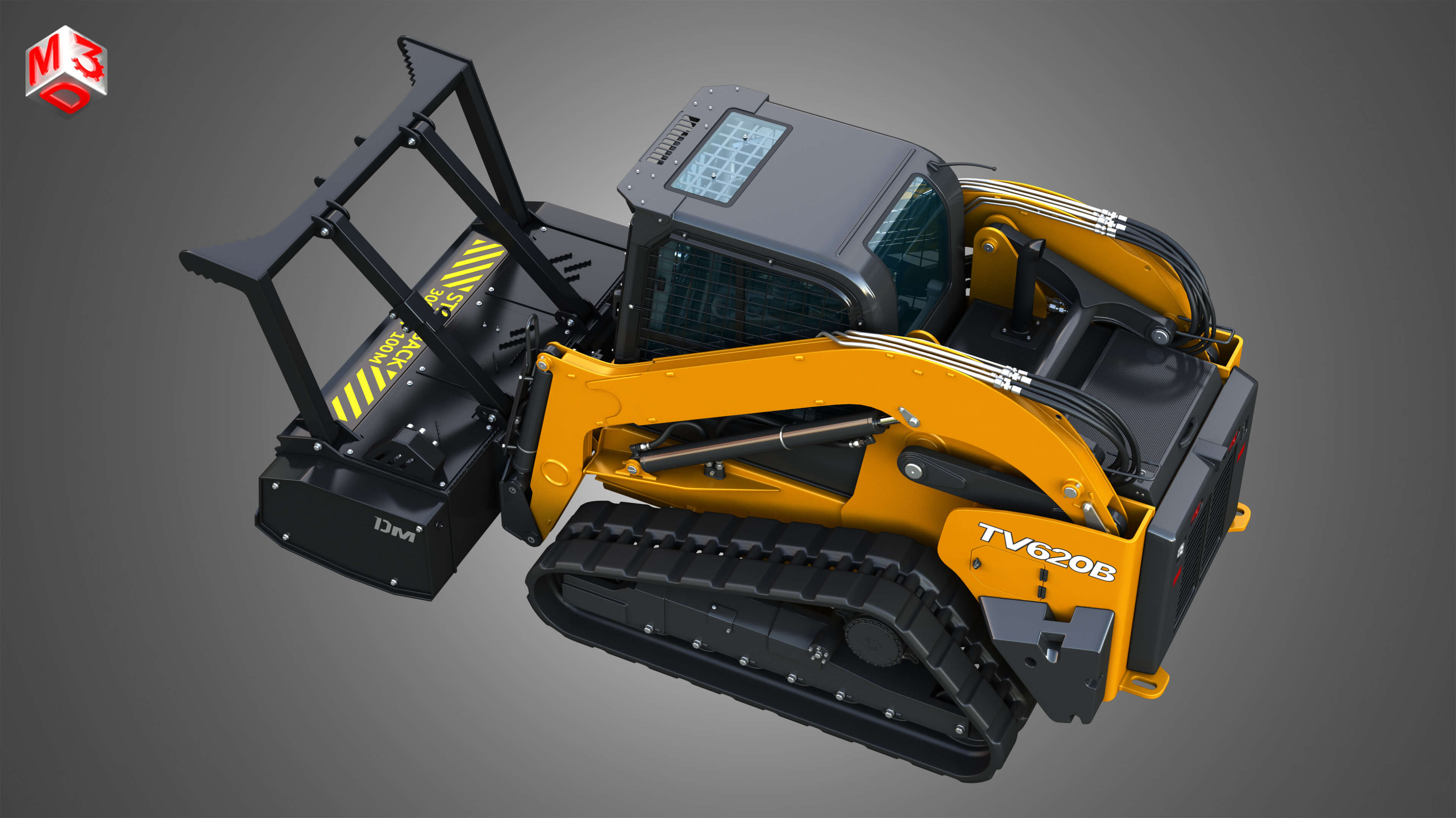 Tv620B Compact Track Loader - Drum Mulcher 3D Model by Markos3d