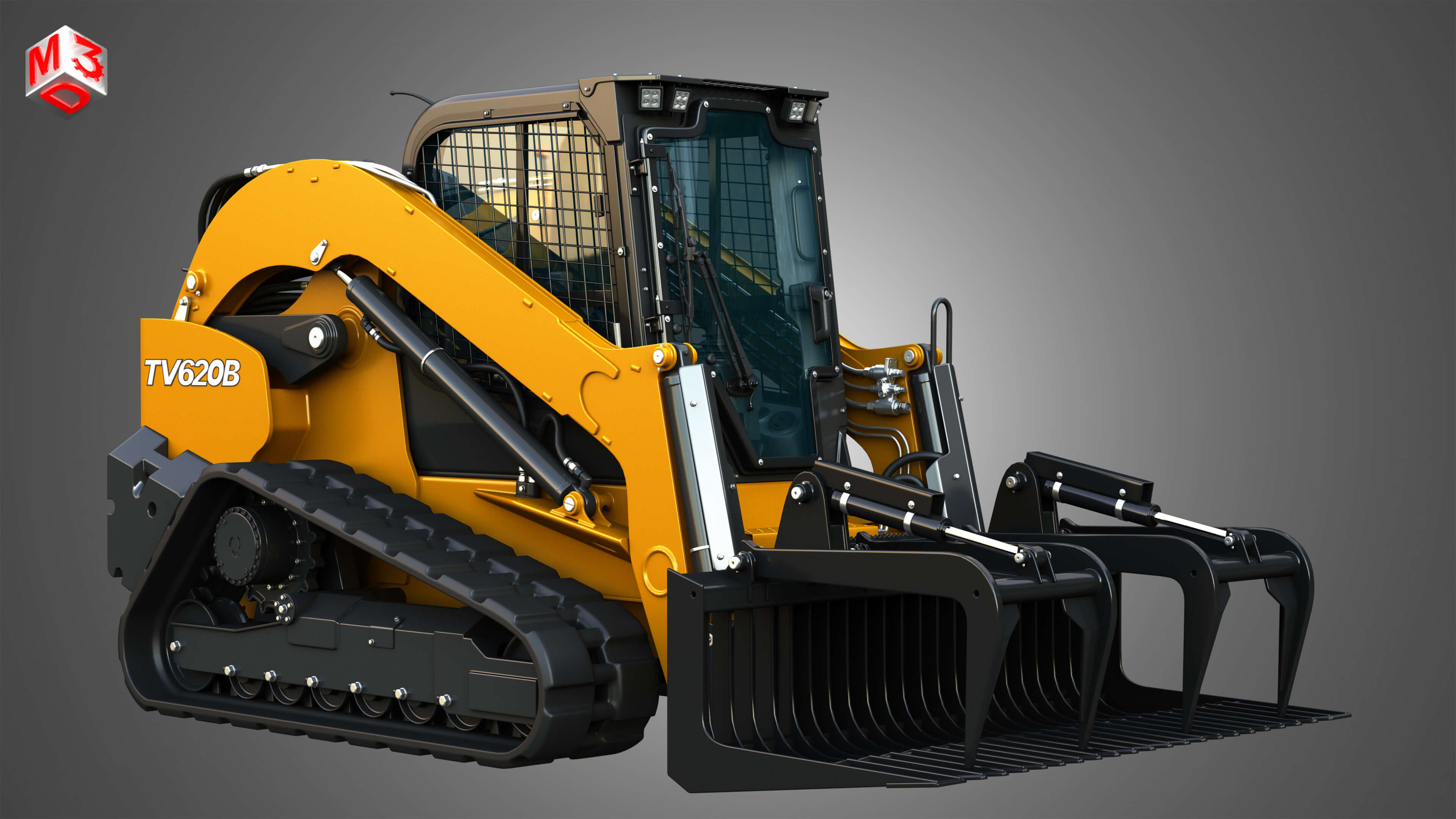 Tv620B Compact Track Loader - Rock Grapple 3D Model by Markos3d