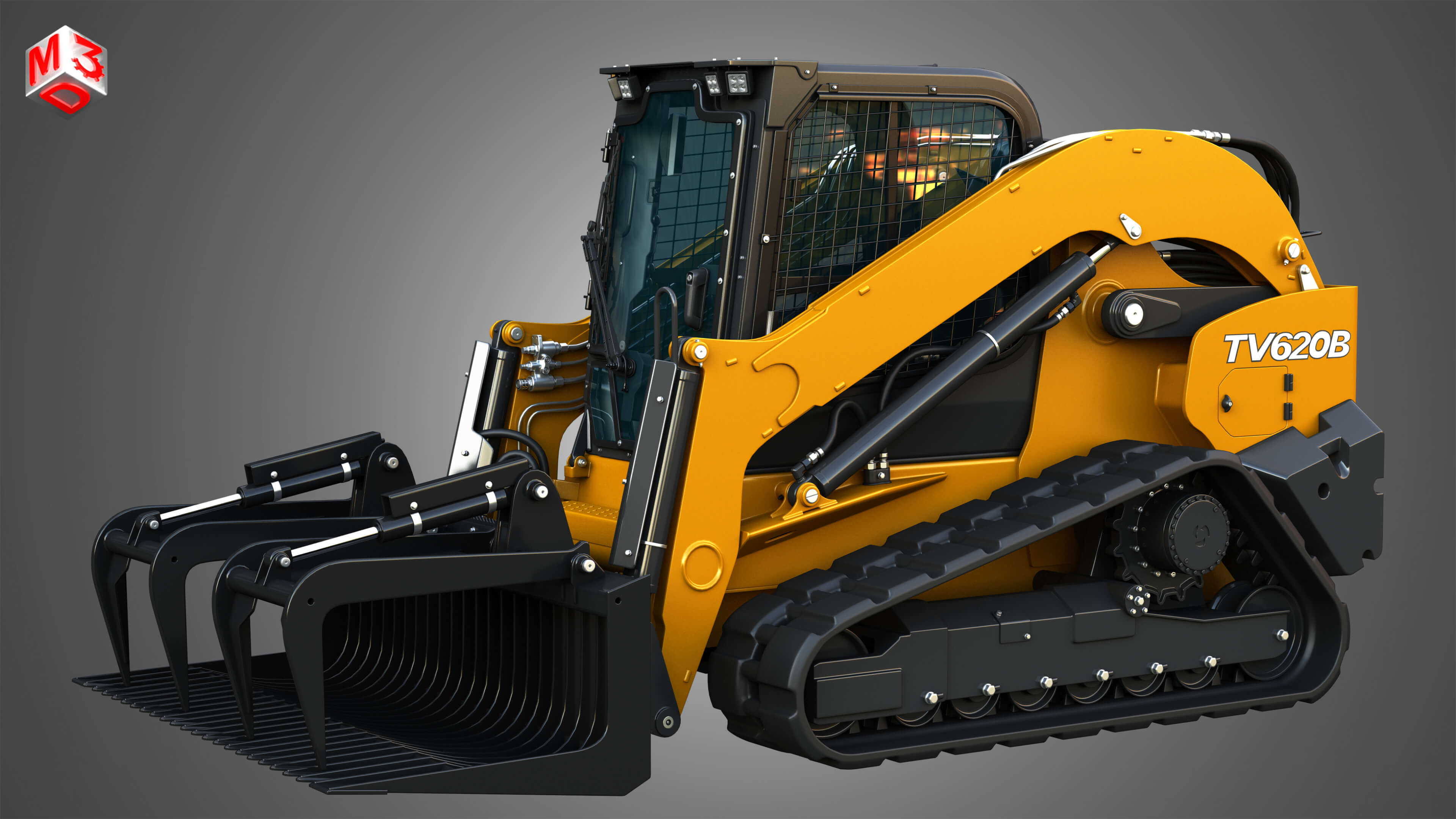 Tv620B Compact Track Loader - Rock Grapple 3D Model by Markos3d