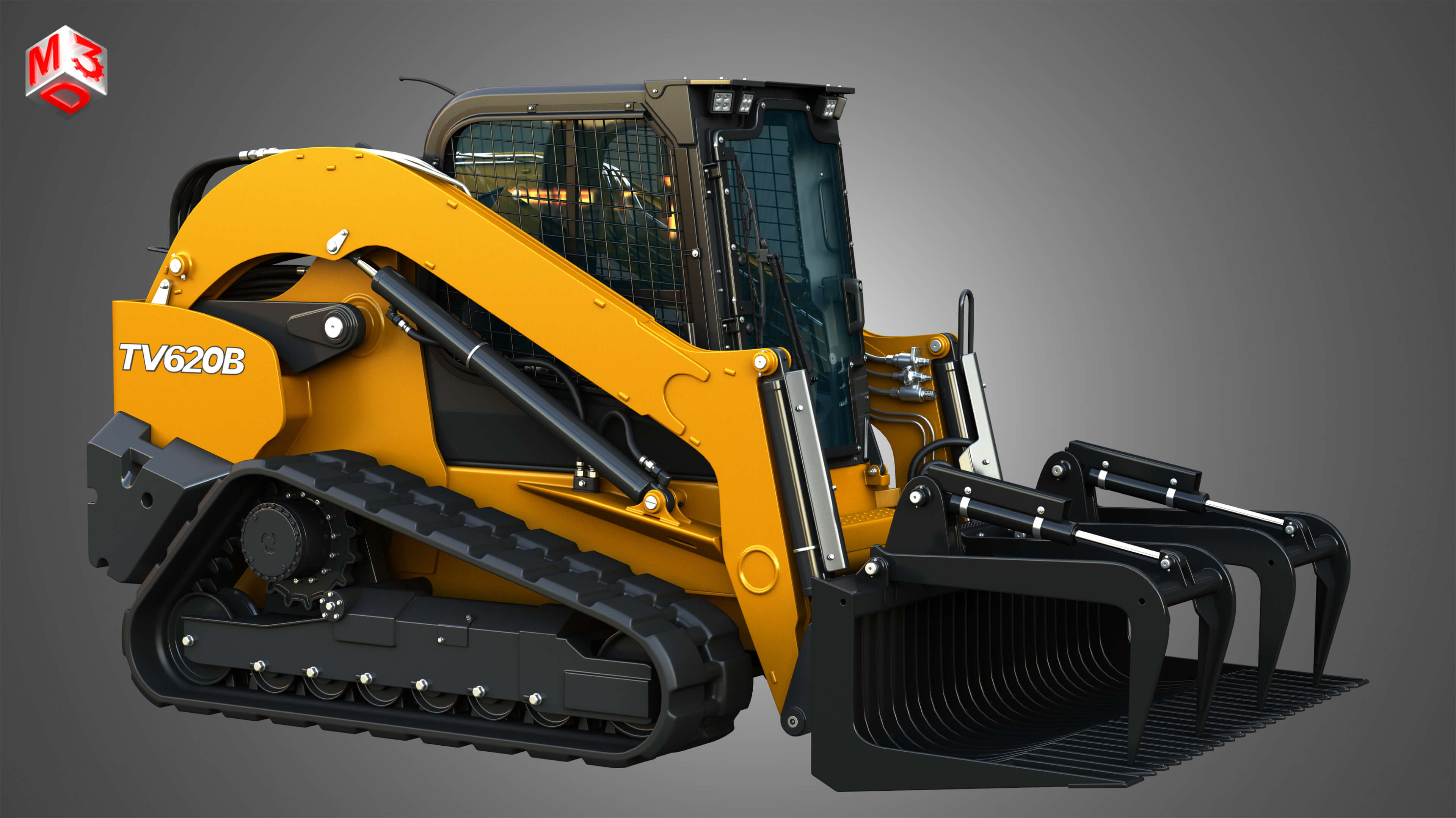 Tv620B Compact Track Loader - Rock Grapple 3D Model by Markos3d