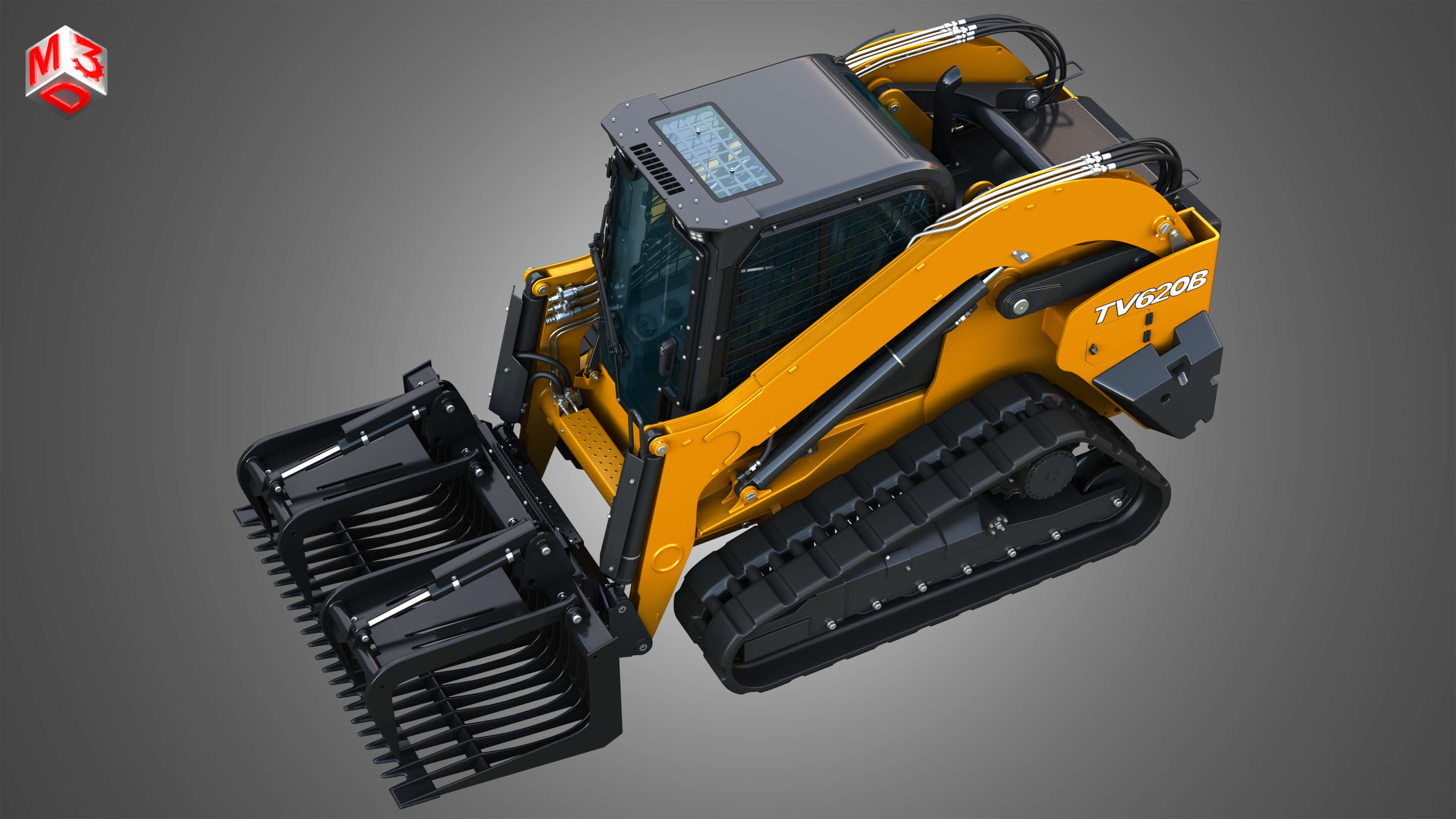 Tv620B Compact Track Loader - Rock Grapple 3D Model by Markos3d