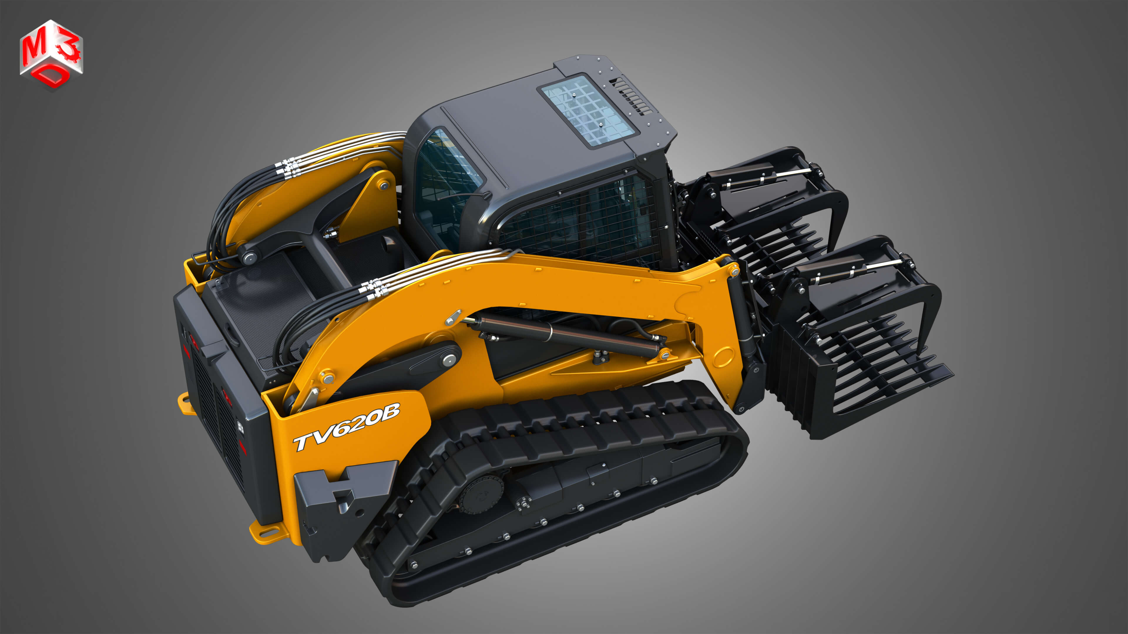 Tv620B Compact Track Loader - Rock Grapple 3D Model by Markos3d