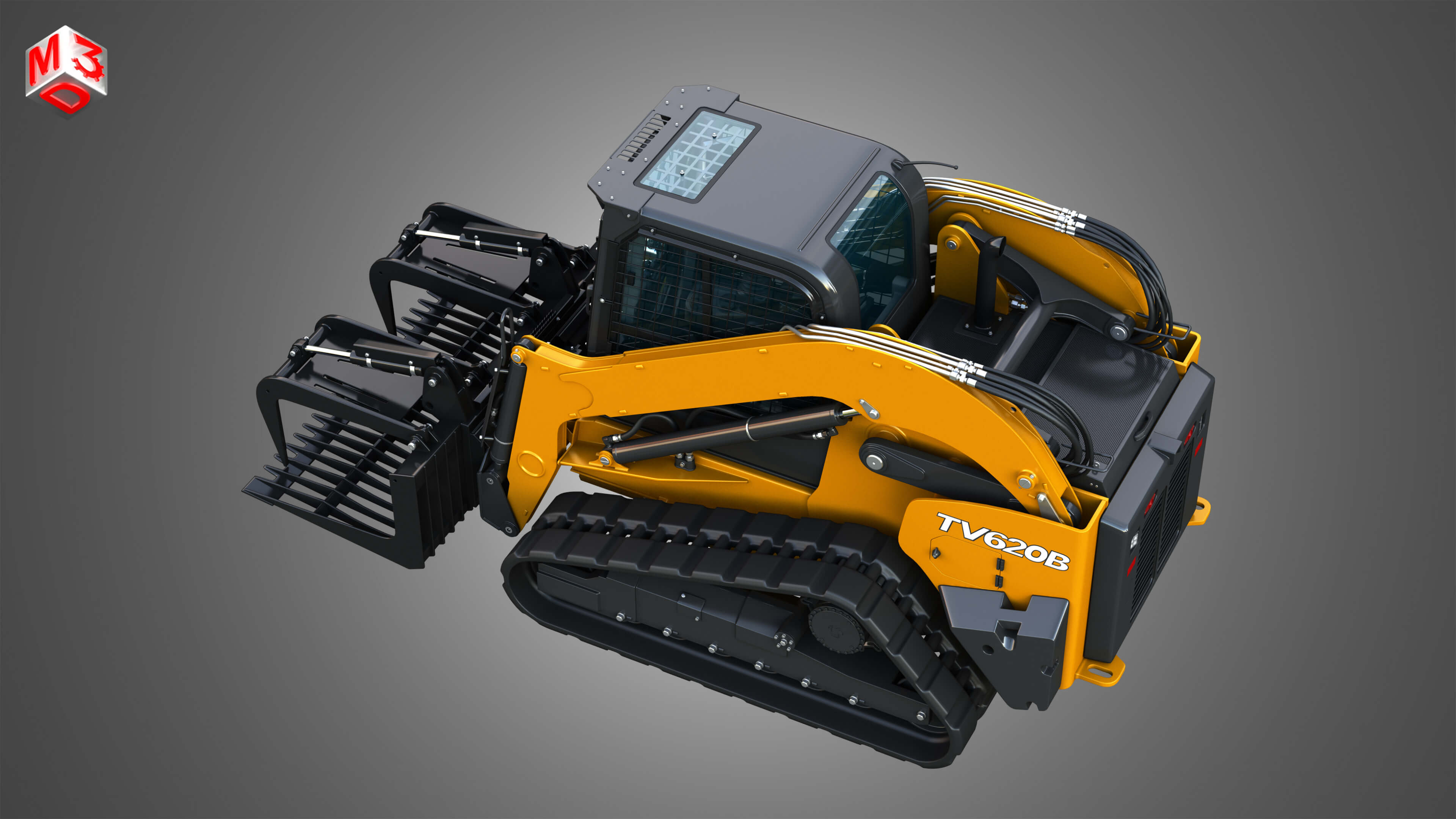 Tv620B Compact Track Loader - Rock Grapple 3D Model by Markos3d