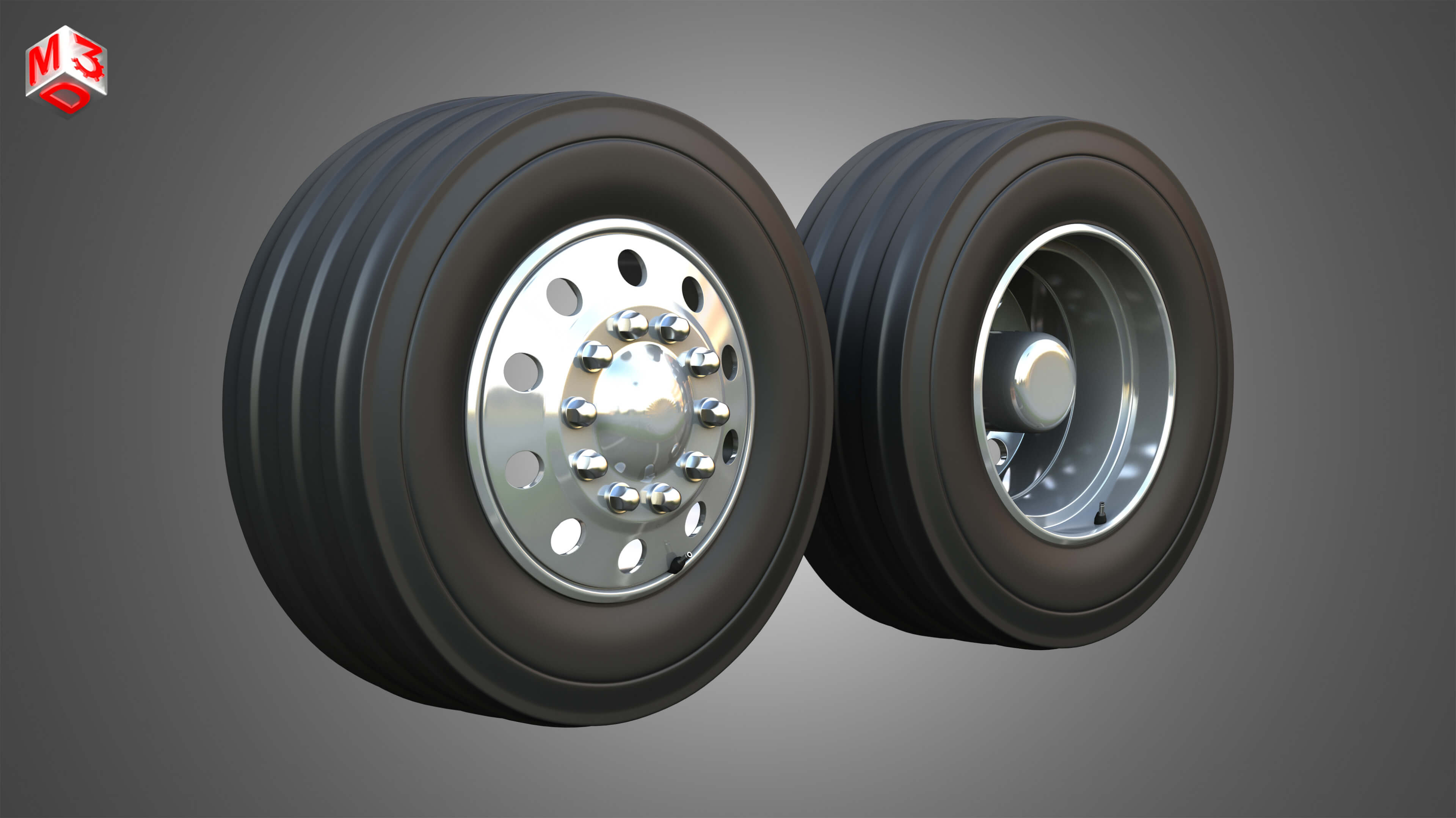 Twin Truck Wheels and Tires TWT3 - 3D Model by Markos3d