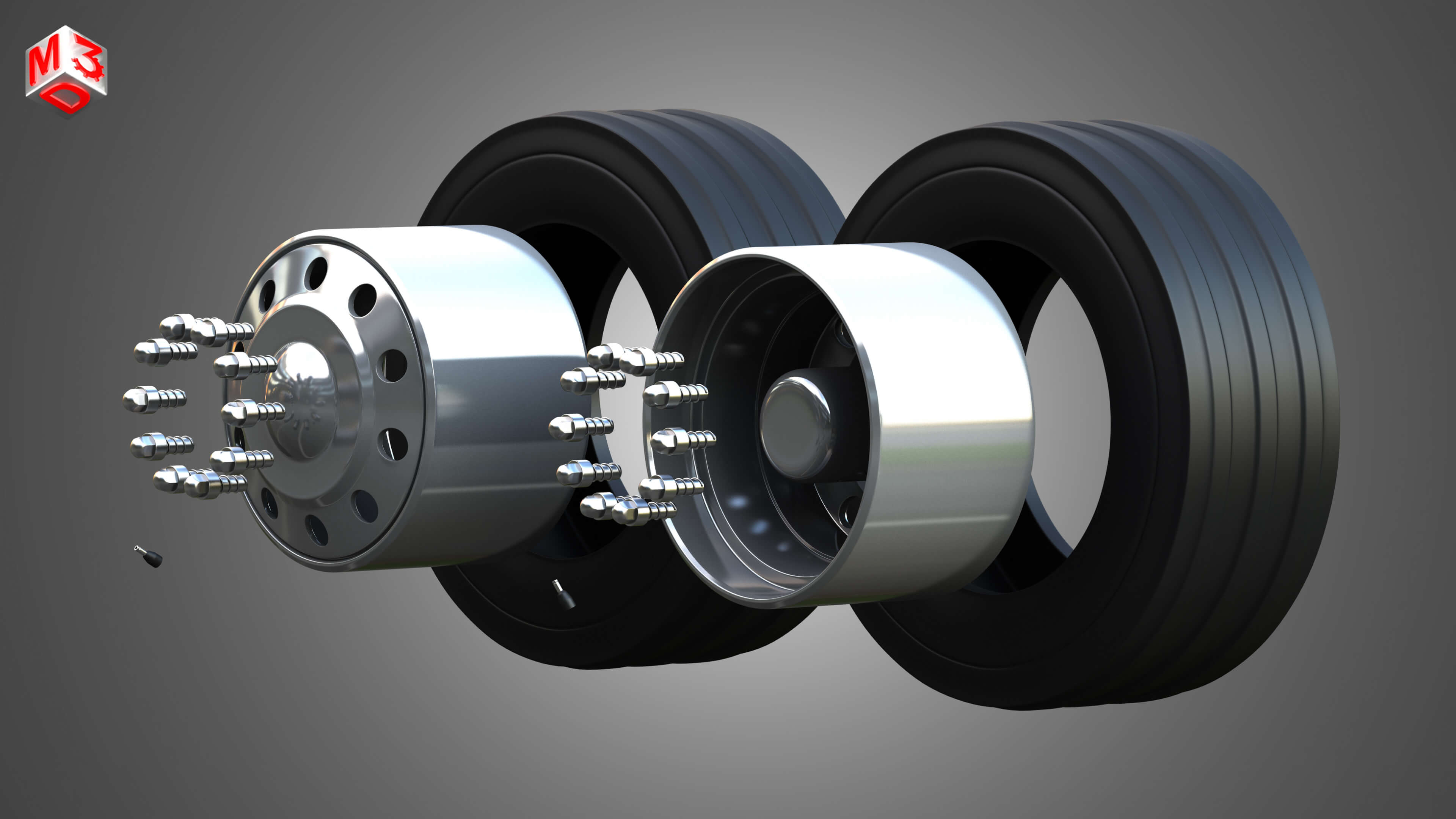 Twin Truck Wheels and Tires TWT3 - 3D Model by Markos3d