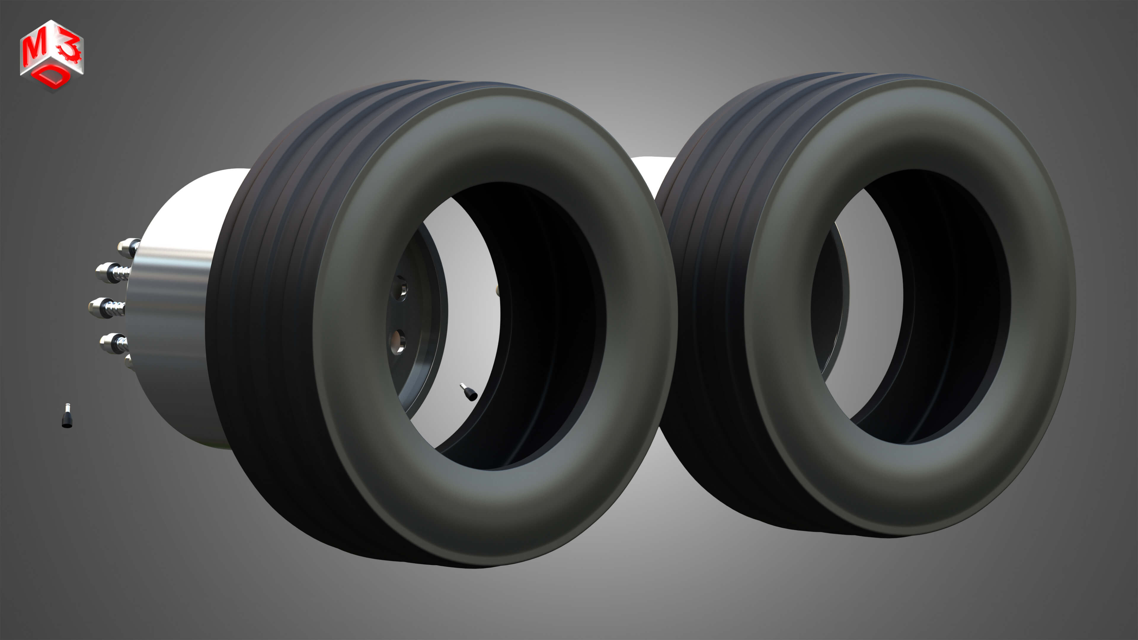 Twin Truck Wheels and Tires TWT3 - 3D Model by Markos3d