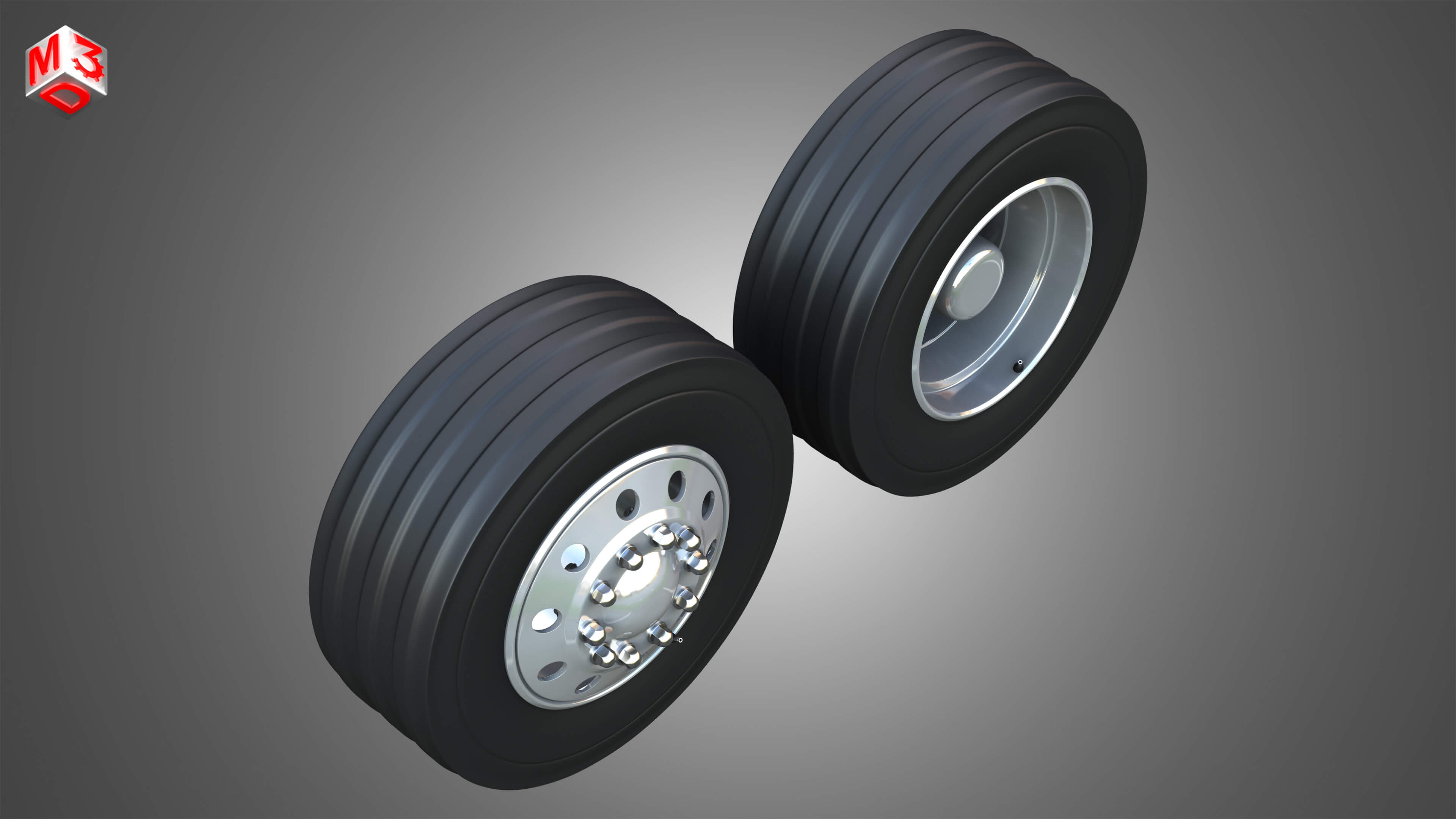 Twin Truck Wheels and Tires TWT3 - 3D Model by Markos3d