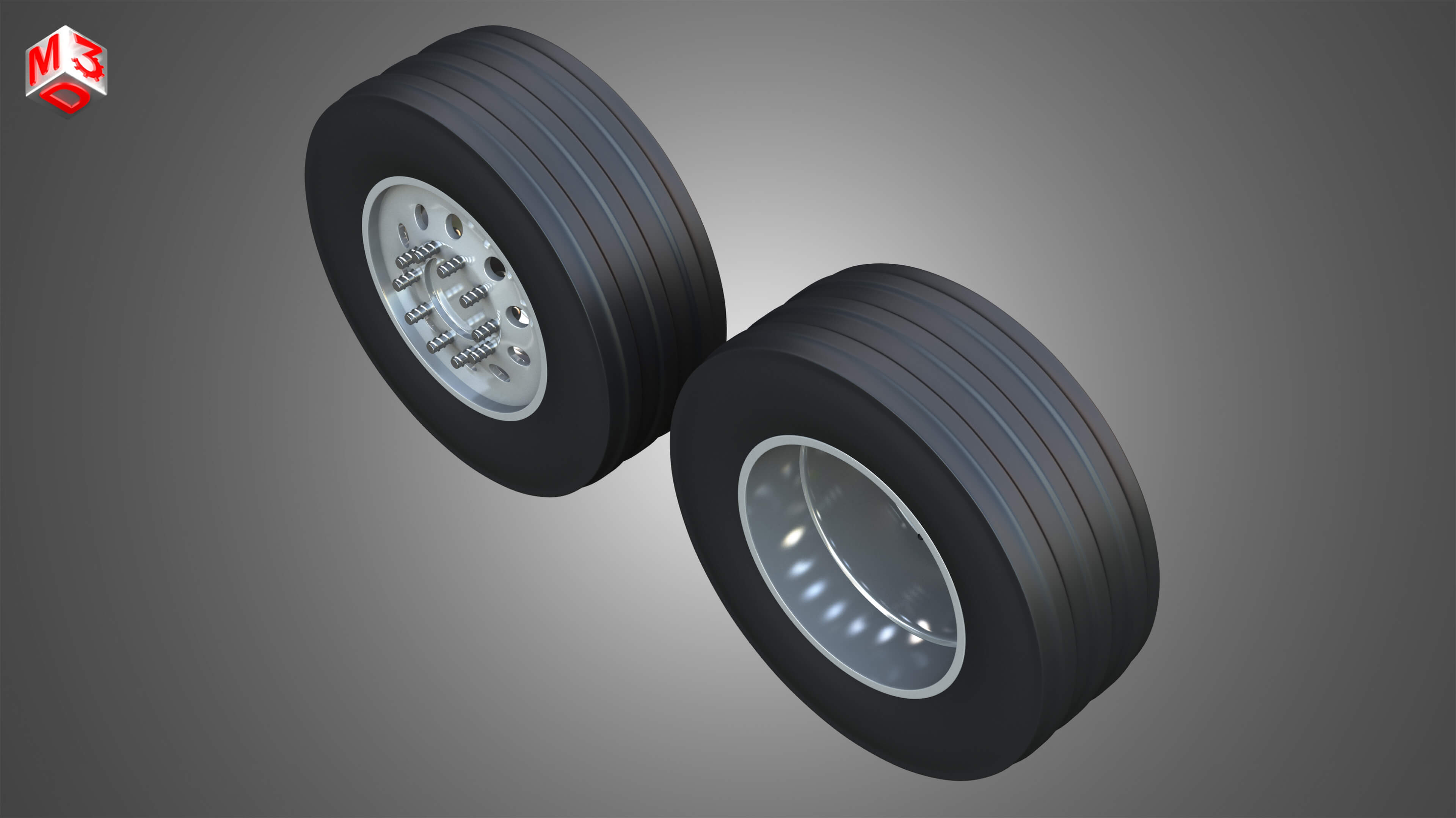 Twin Truck Wheels and Tires TWT3 - 3D Model by Markos3d