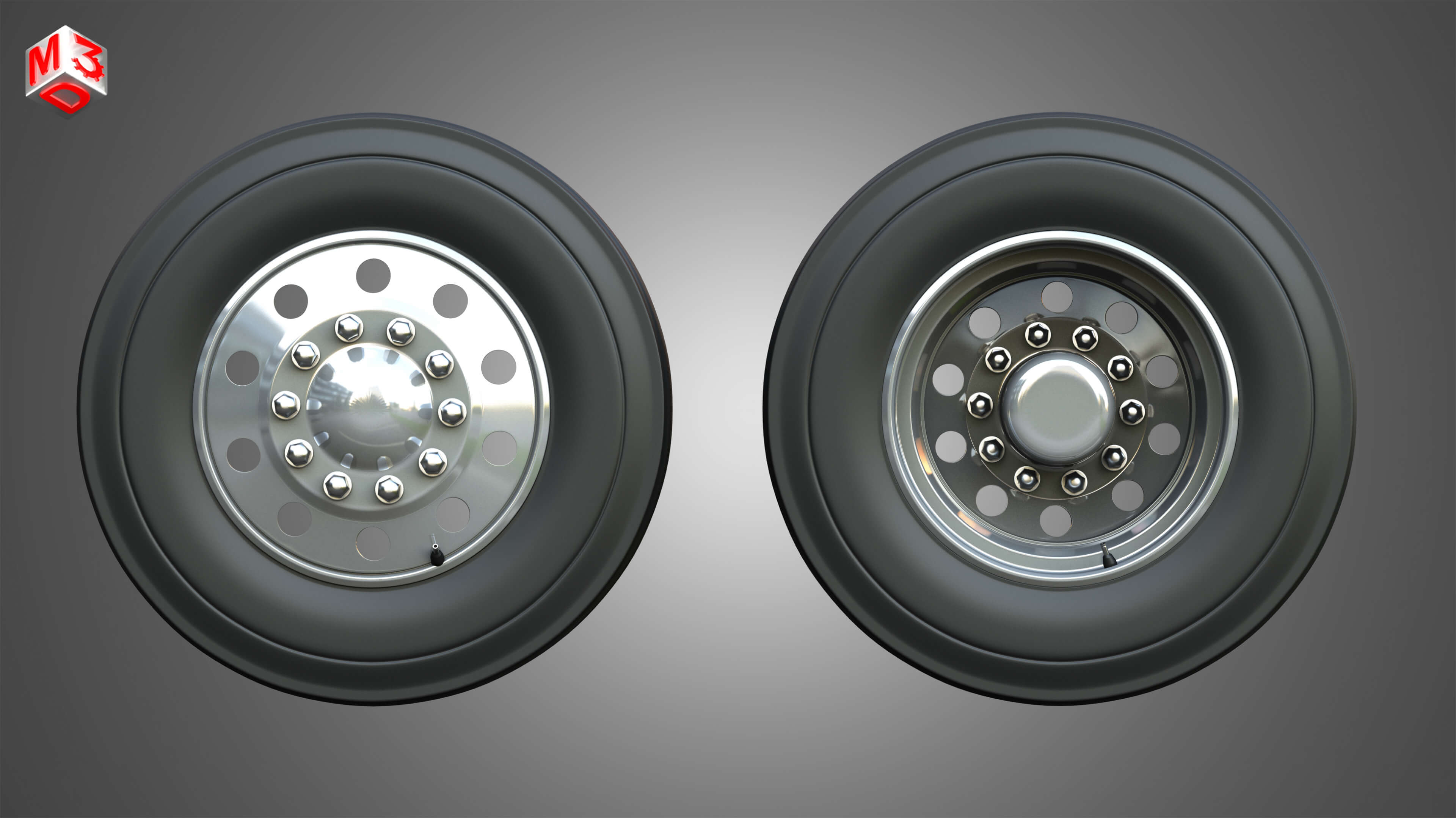 Twin Truck Wheels and Tires TWT3 - 3D Model by Markos3d
