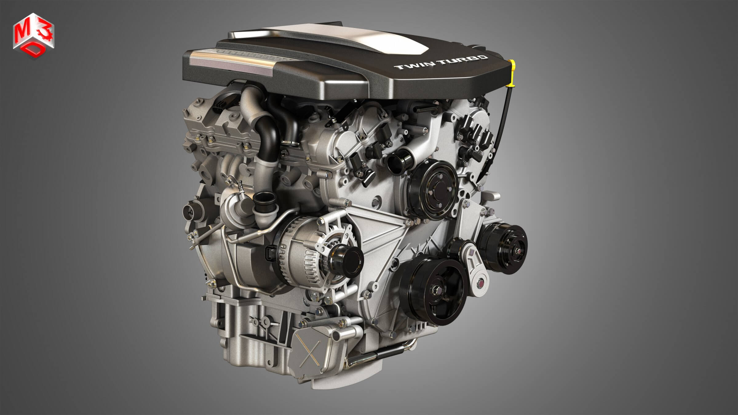 Twin Turbo - V6 Engine 3D Model by Markos3d