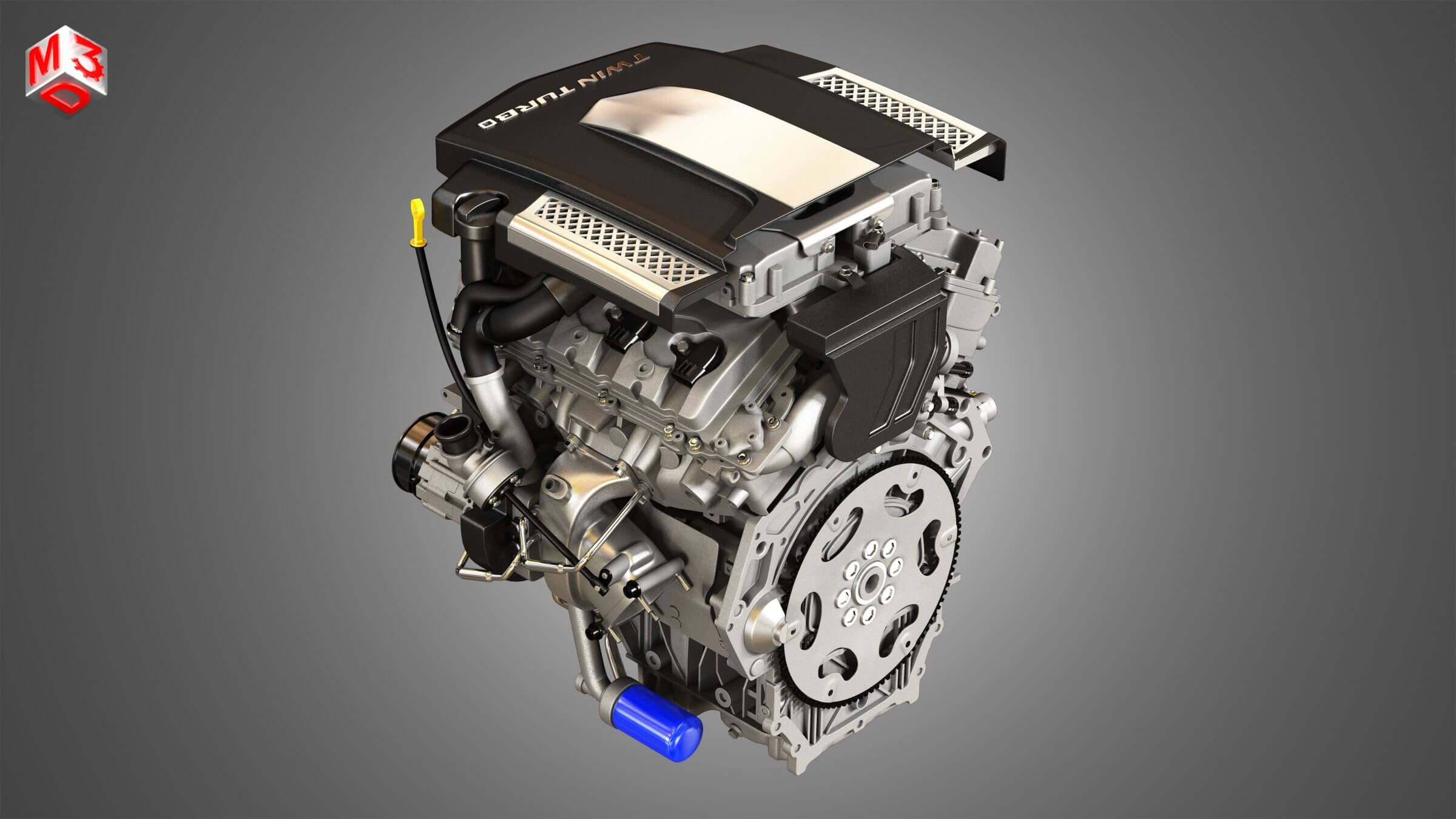 Twin Turbo - V6 Engine 3D Model by Markos3d