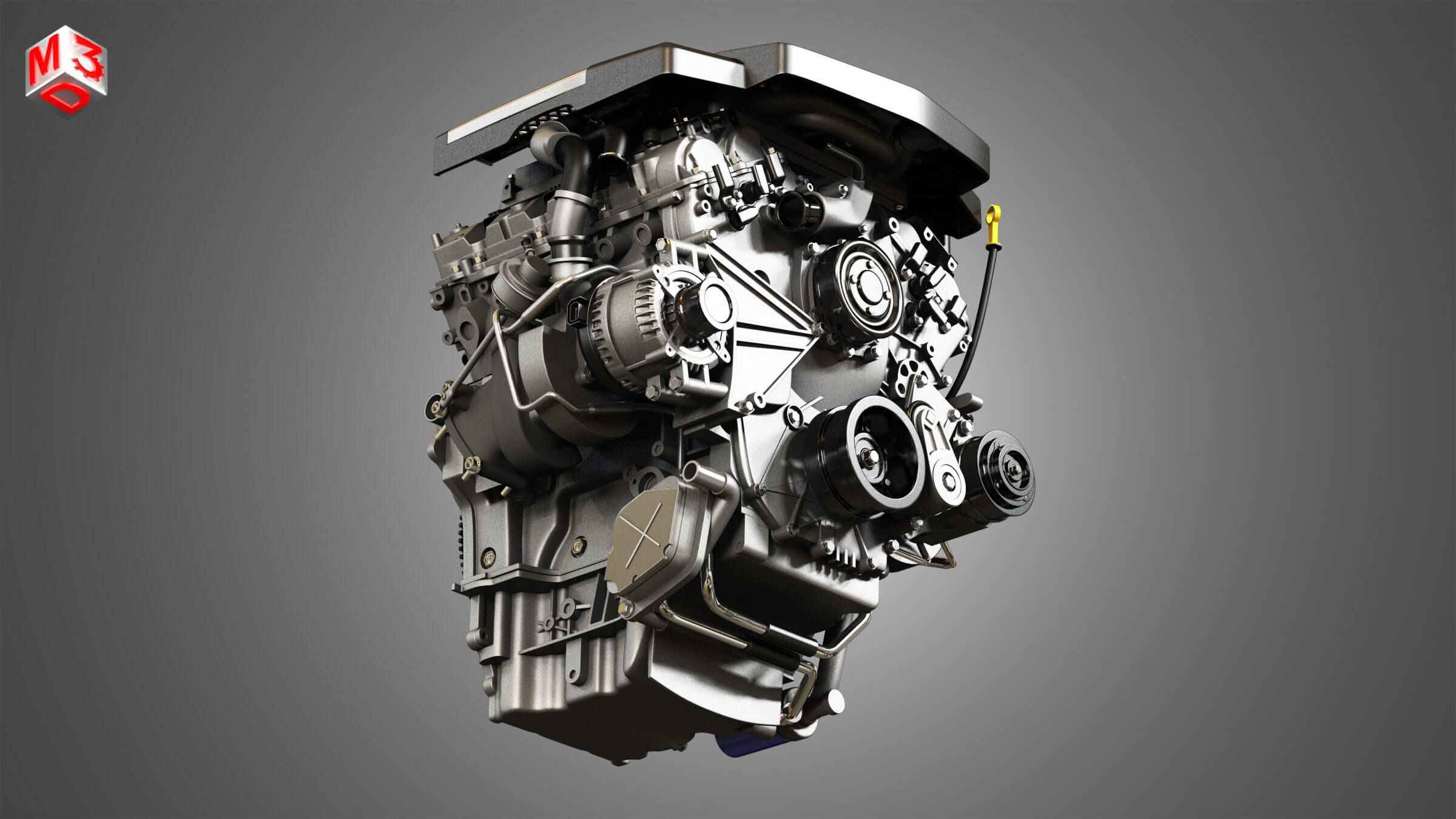 Twin Turbo - V6 Engine 3D Model by Markos3d