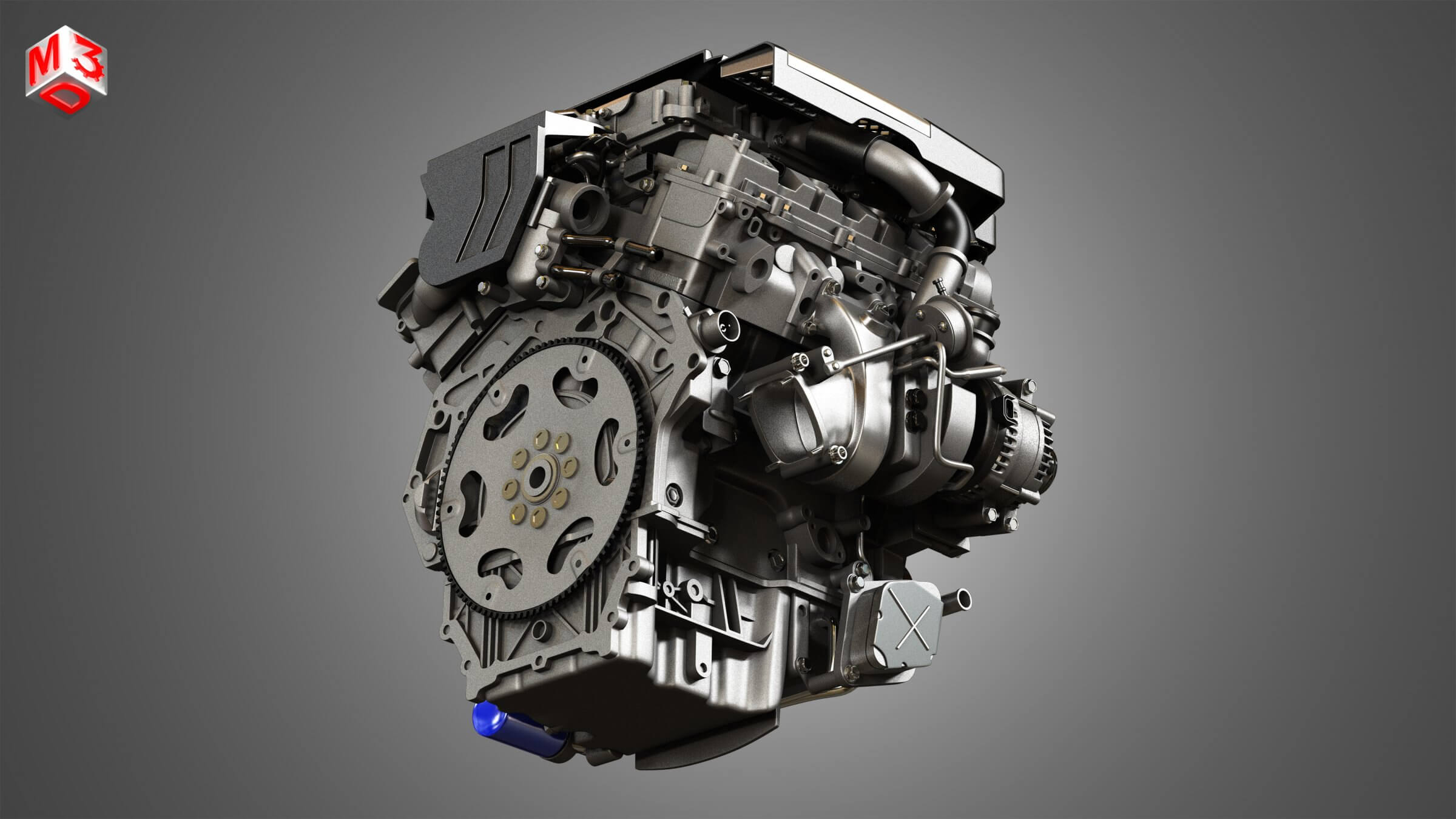 Twin Turbo - V6 Engine 3D Model by Markos3d