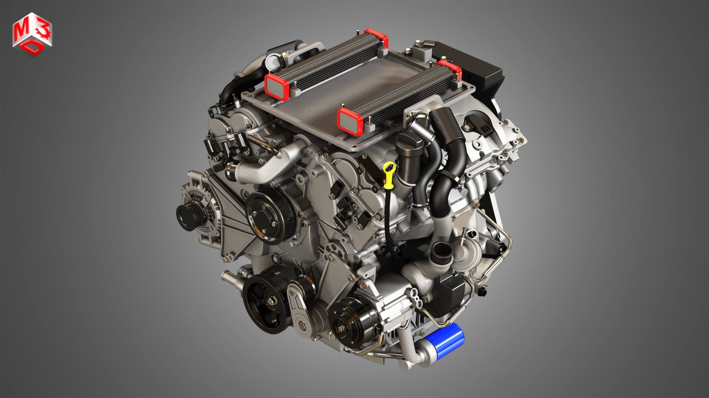 Twin Turbo - V6 Engine 3D Model by Markos3d