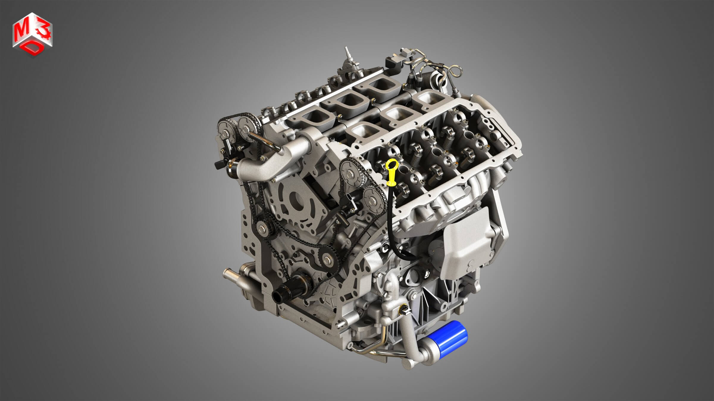 Twin Turbo - V6 Engine 3D Model by Markos3d