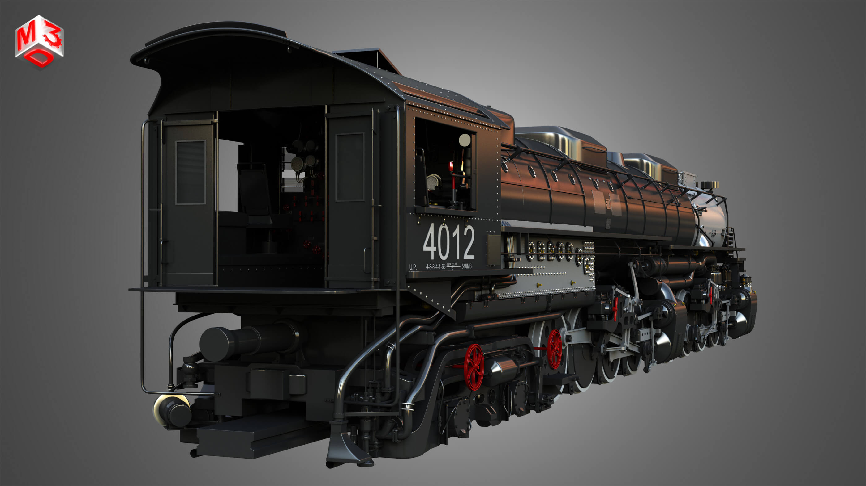 Union Pacific Big Boy 4012 Locomotive Train - 3D Model by Markos3d