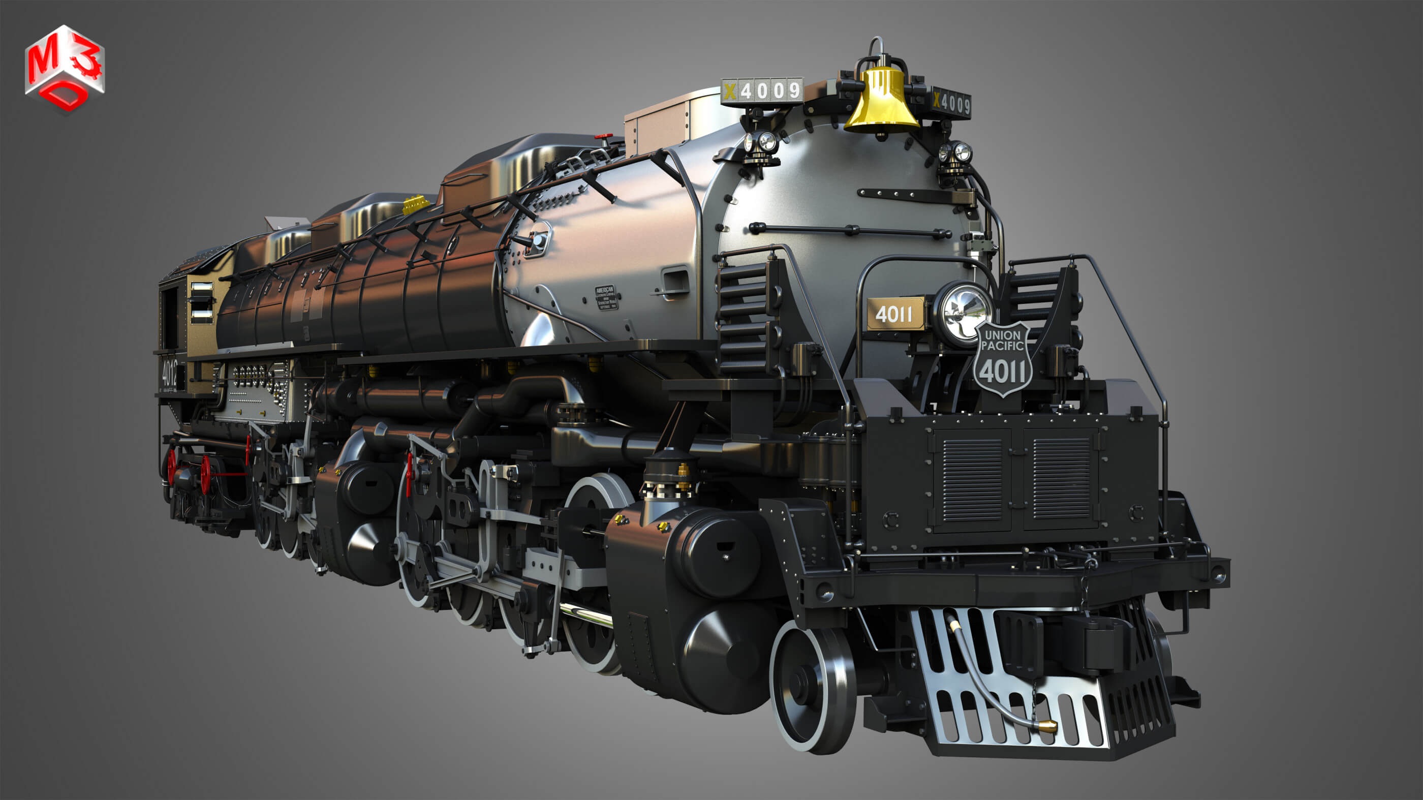 Union Pacific Big Boy 4012 Locomotive Train - 3D Model by Markos3d