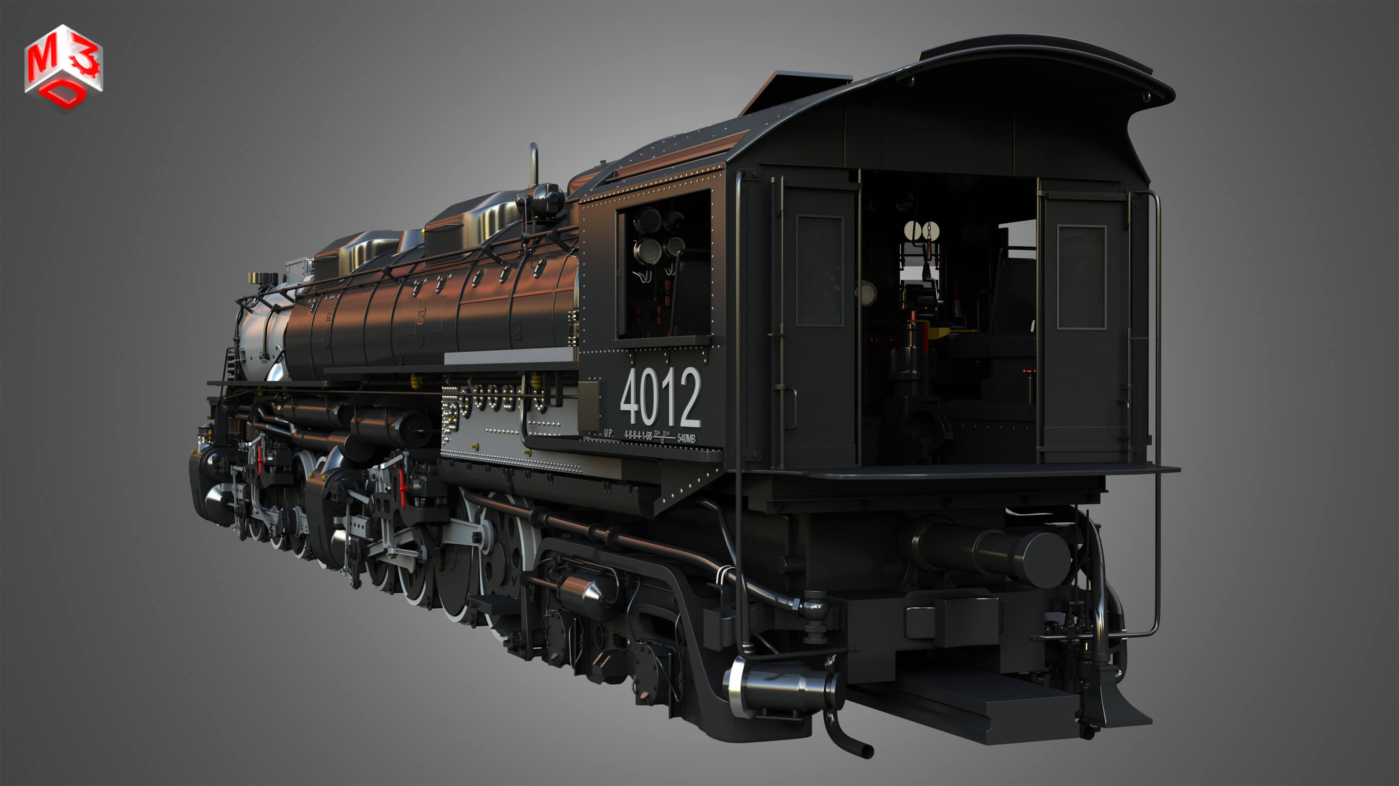 Union Pacific Big Boy 4012 Locomotive Train - 3D Model by Markos3d