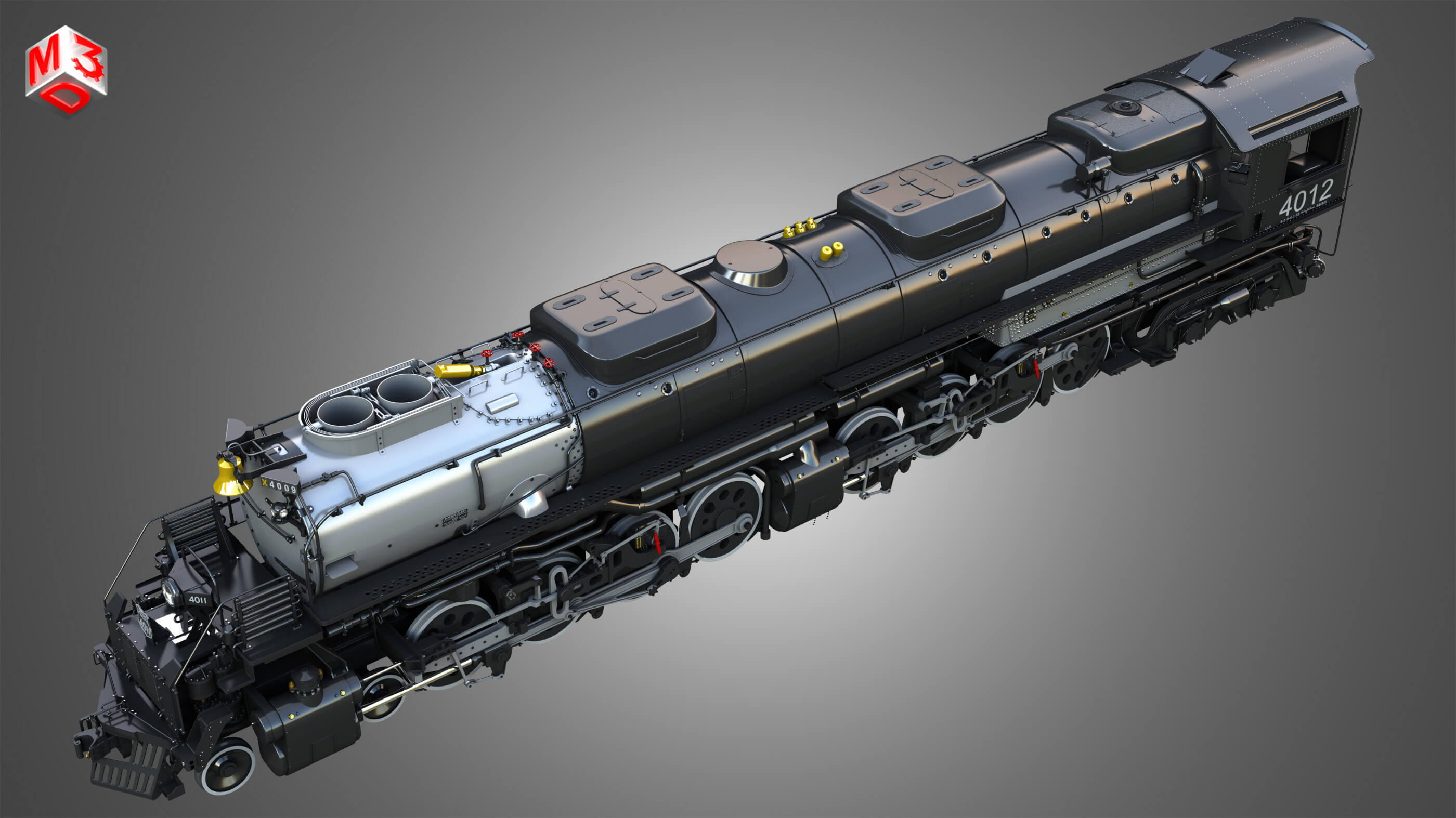 Union Pacific Big Boy 4012 Locomotive Train - 3D Model by Markos3d
