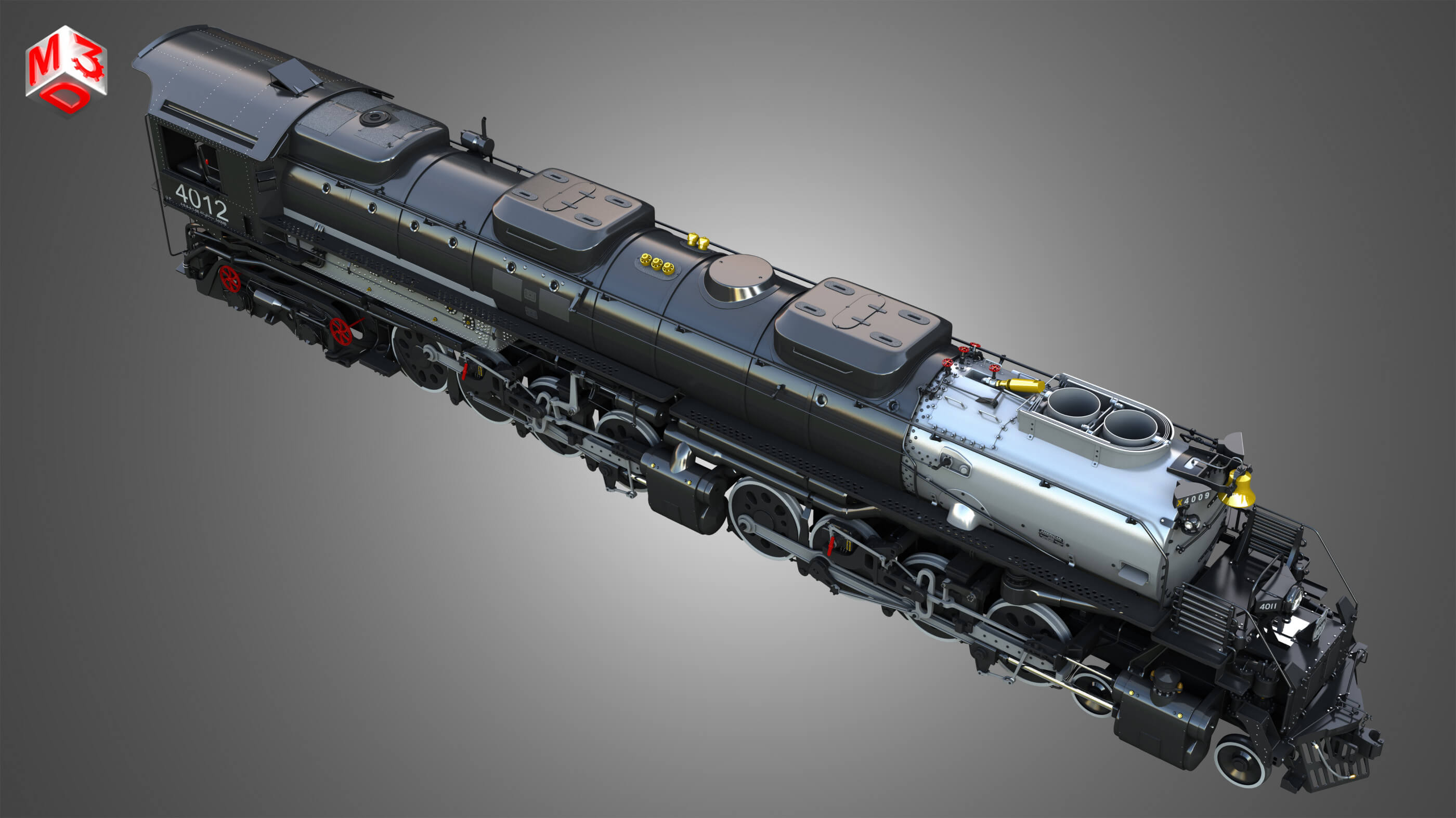 Union Pacific Big Boy 4012 Locomotive Train - 3D Model by Markos3d