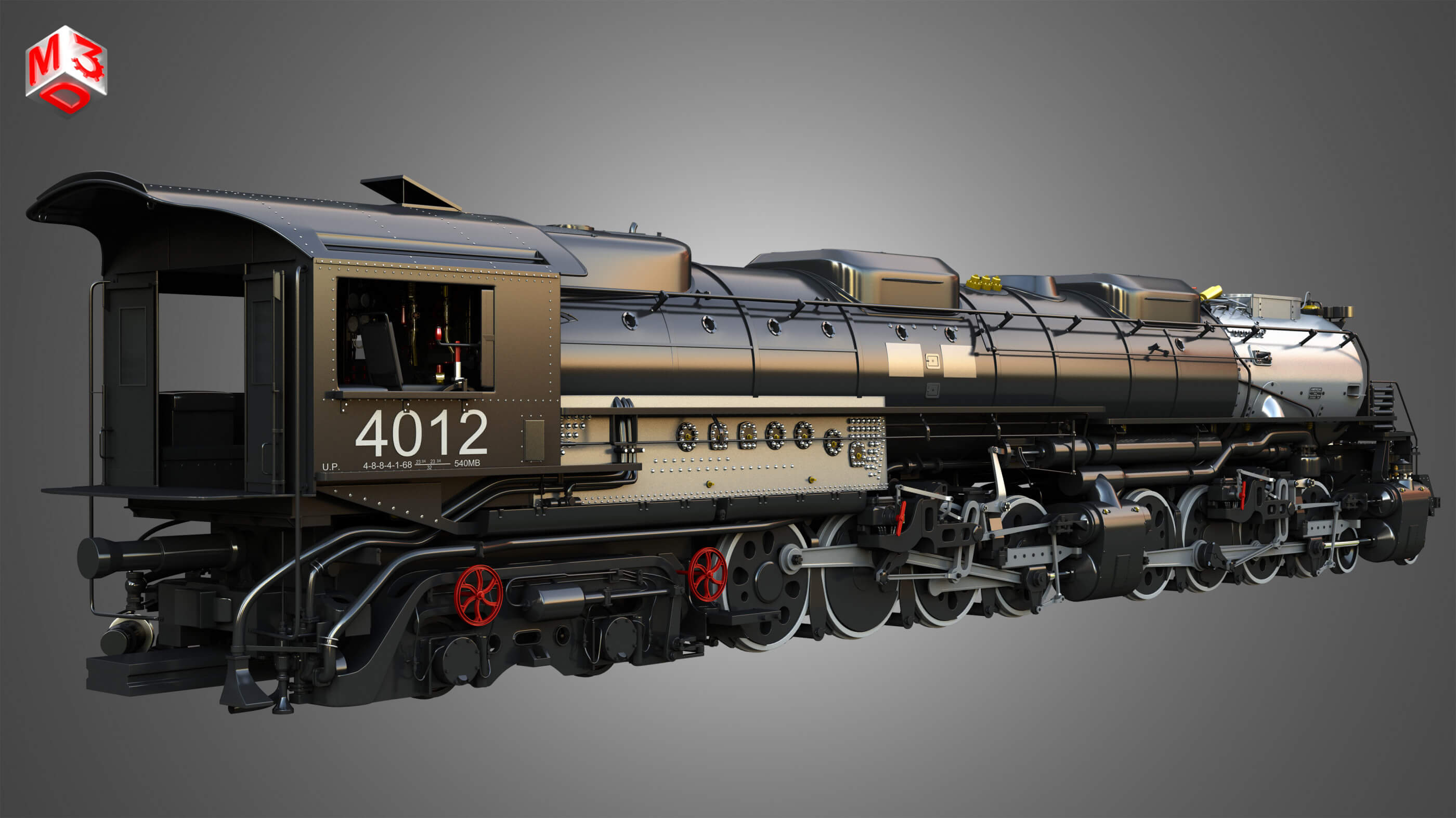 Union Pacific Big Boy 4012 Locomotive Train - 3D Model by Markos3d